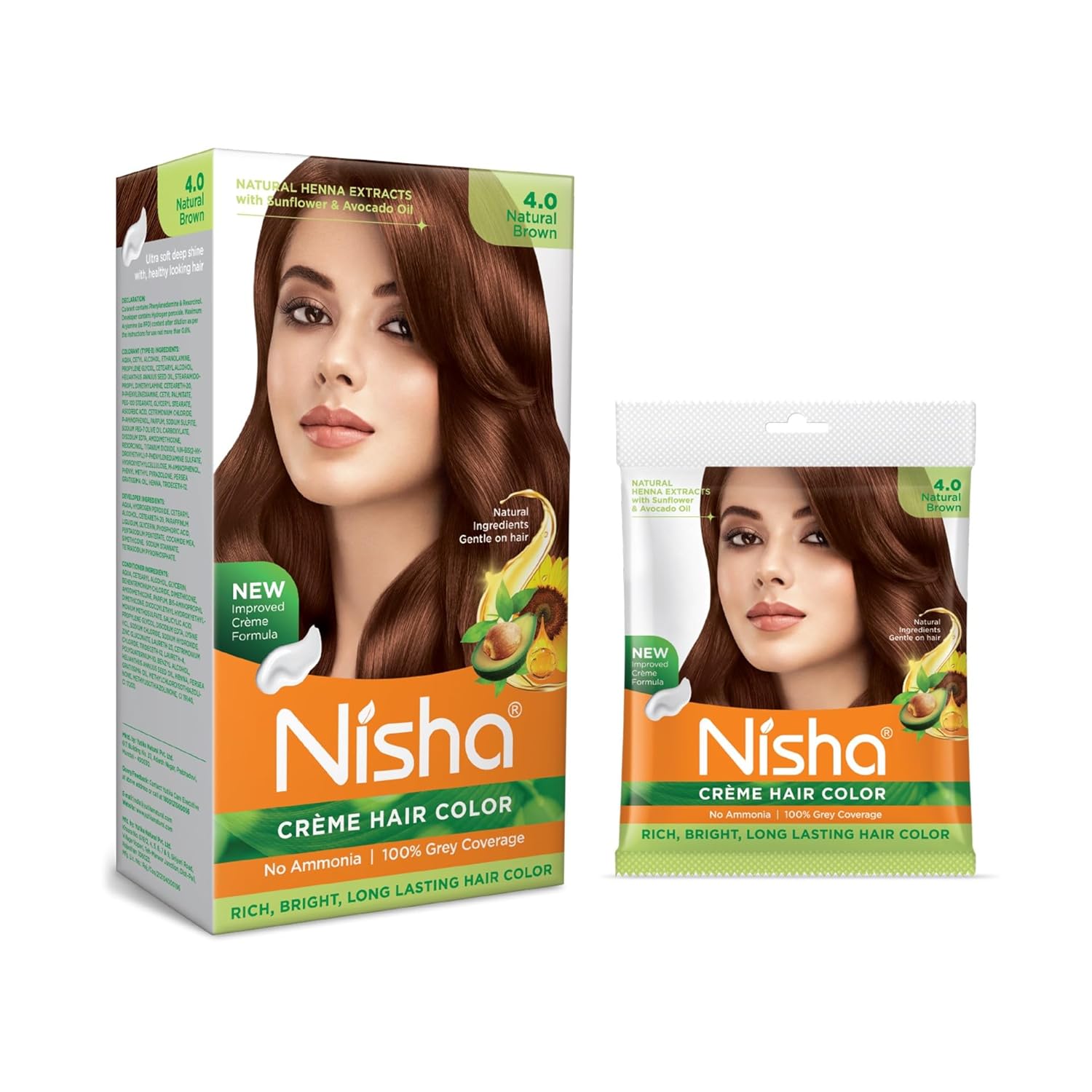 Nisha Creme Hair Color Combo Pack of Natural Brown 120gm Jumbo + 40gm ...