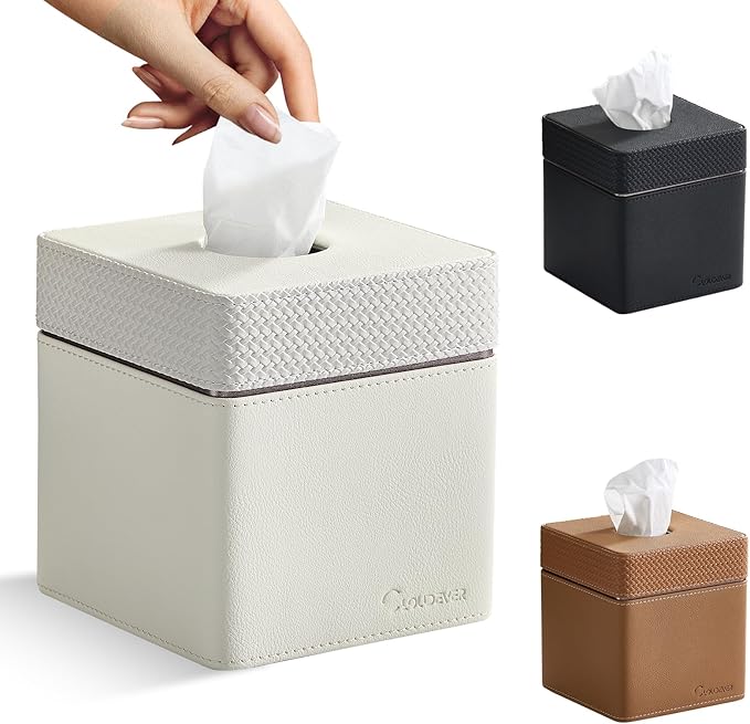 Amazon.com: Cloudever Tissue Box Holder Cover, Modern PU Leather Square ...