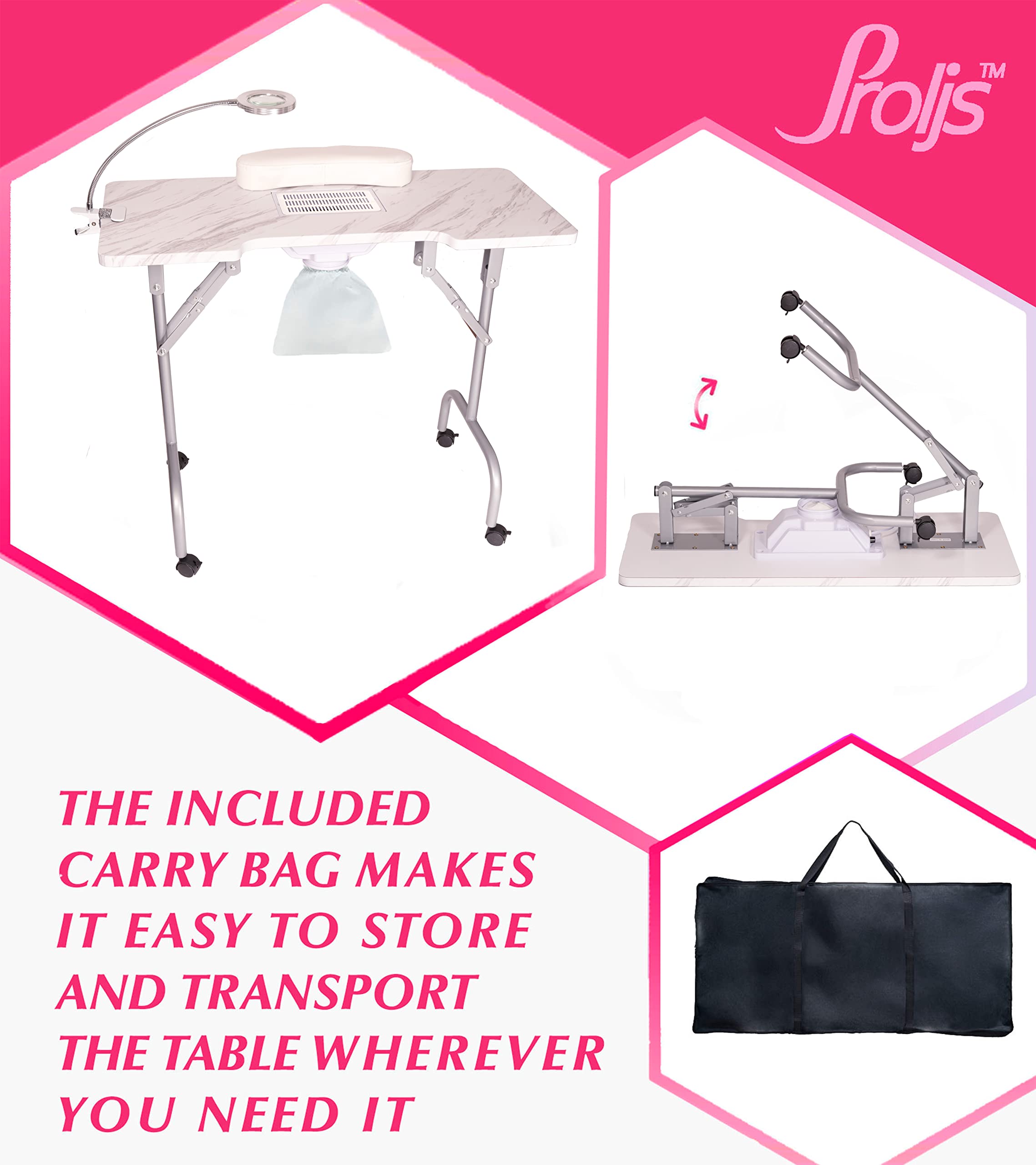 Portable Nail Table for Technician with Folding Function. Manicures ...