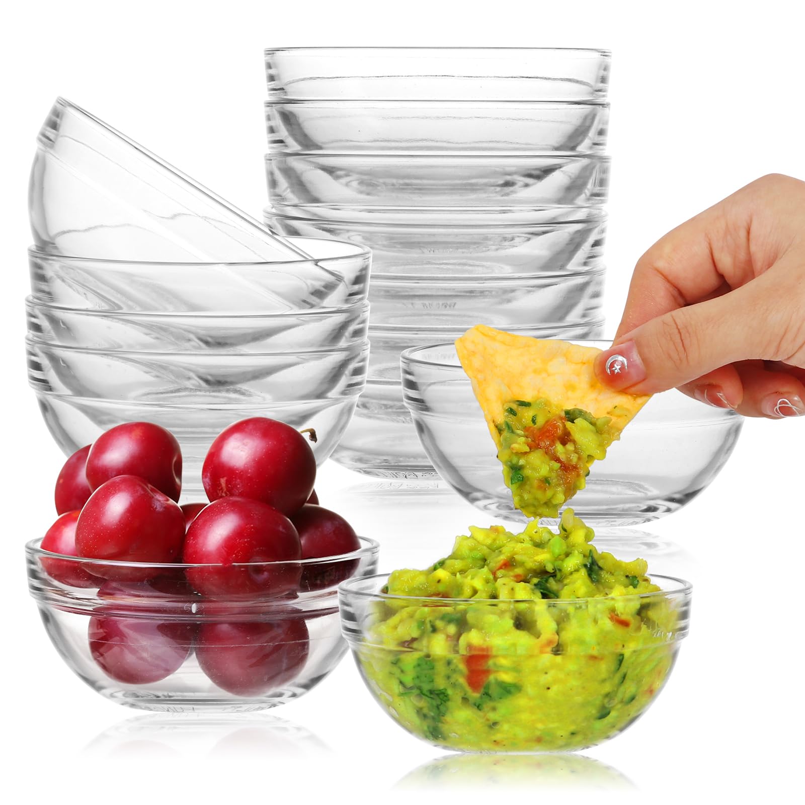 Small Glass Bowls 3.5inch 12Pack, Jaisie.W 5 oz Prep Bowls/Dessert ...