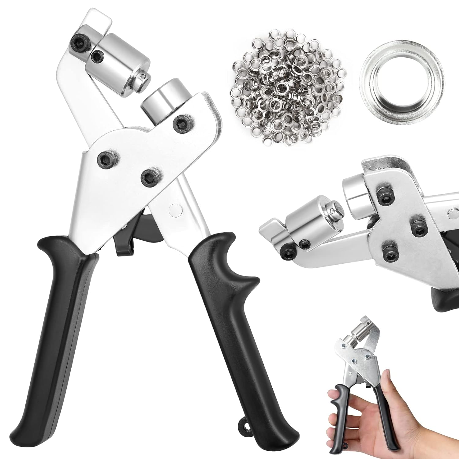 Grommets Eyelet Punch Kit,Handheld Eyelet Press Machine，Portable Manual ...