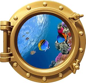 Amazon.com: 24" Porthole Window Wall Decal Sticker Tropical Reef Life ...