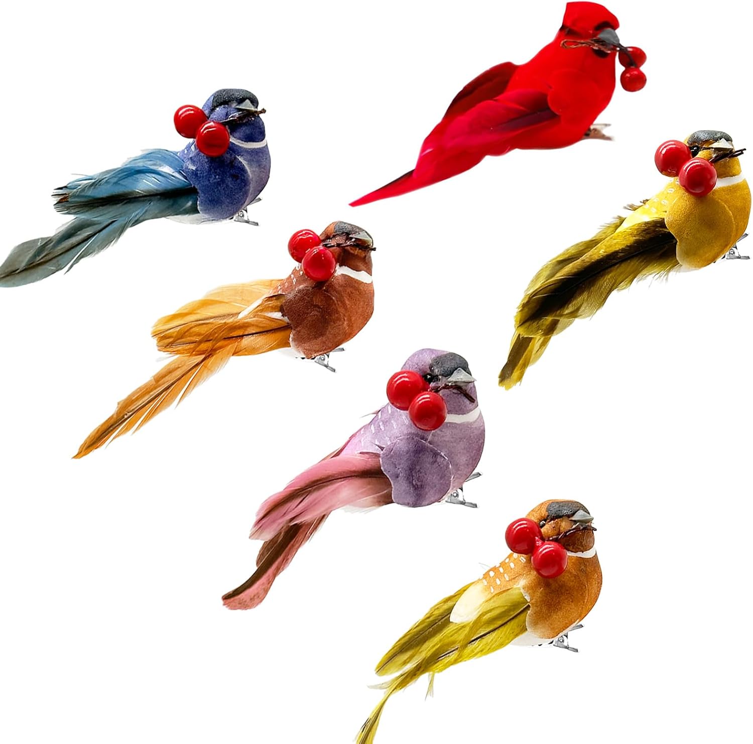 Amazon.com: 6pcs Red Bird Ornaments Artificial Birds for Tree Flower ...