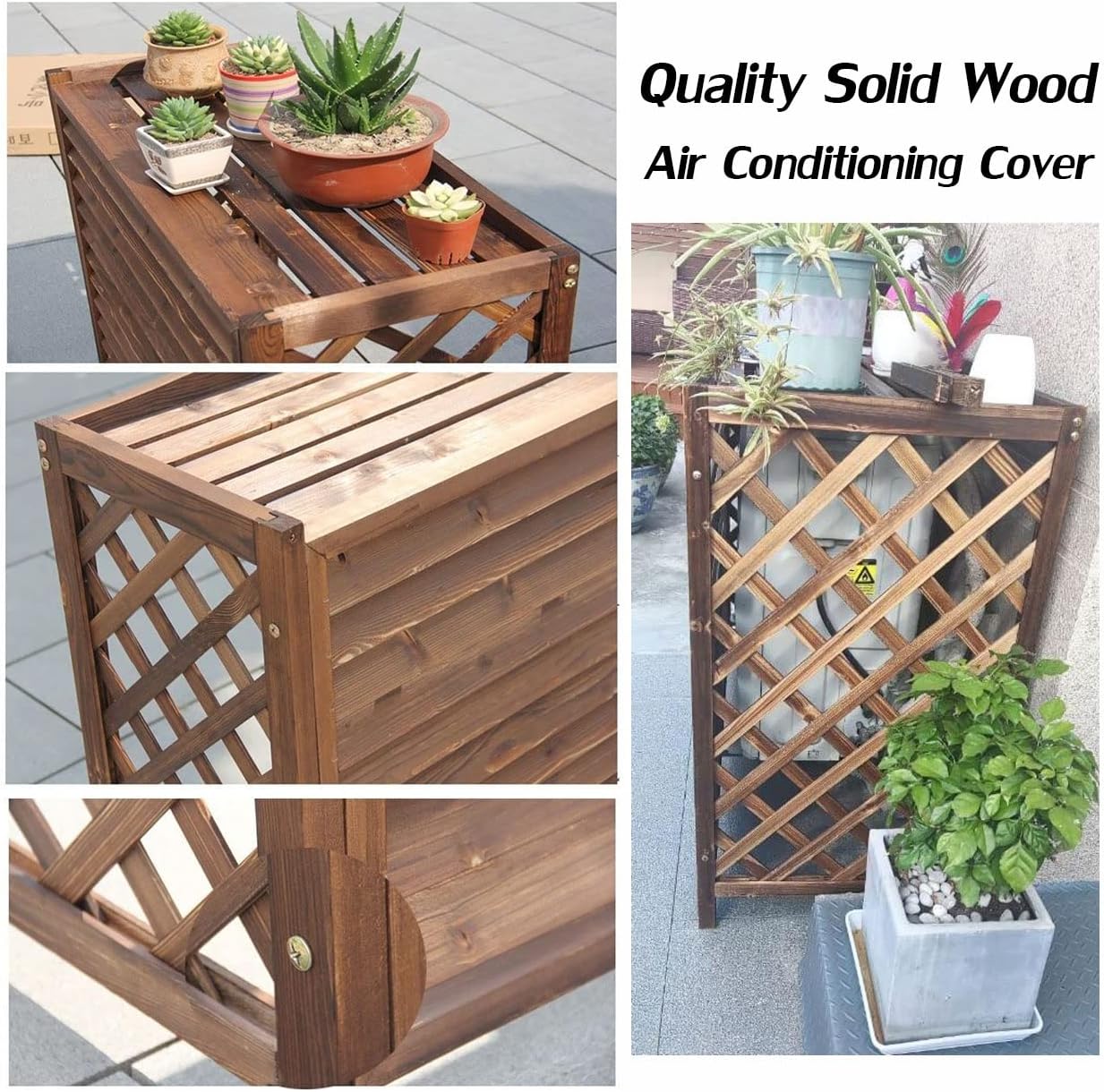 Decorative Air Conditioner Unit Cover Wooden Air Conditioning Privacy ...