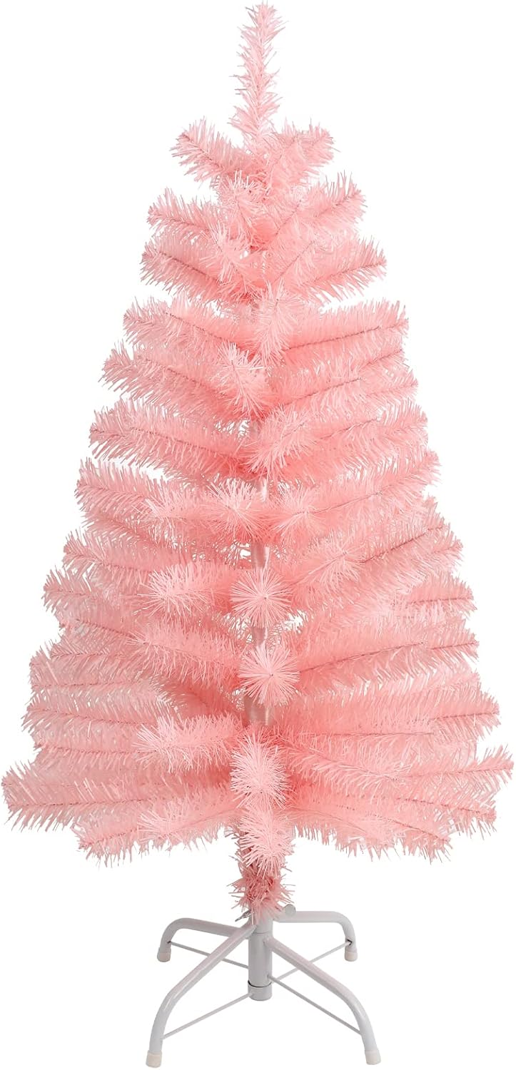 CCINEE 3Ft Artificial Christmas Tree, Pink Tabletop Hinged Christmas ...