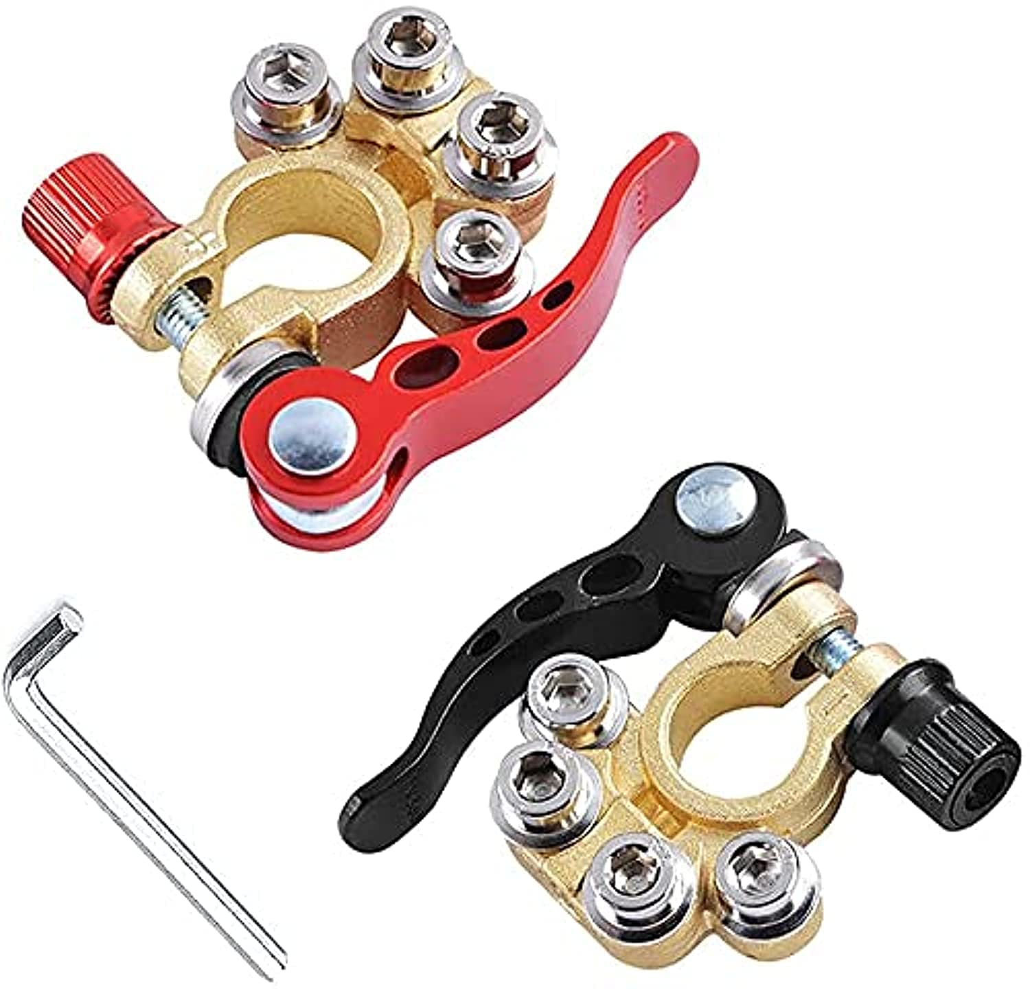 Buy ELECDONBattery Terminal Clamp Connectors, 2Pcs 4 Way Positive ...