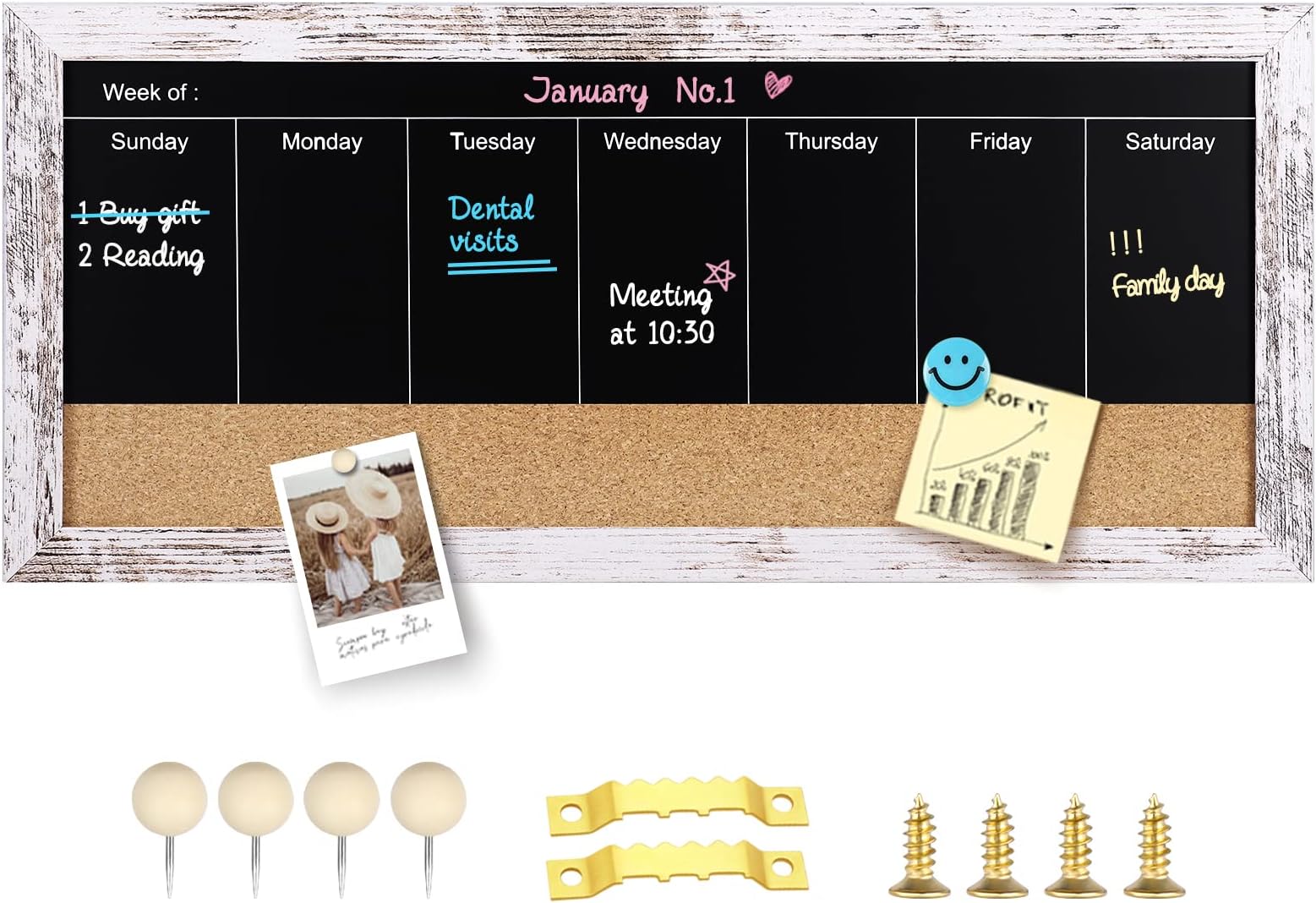 Amazon.com : Navaris Combination Board Cork/Whiteboard/Chalkboard - 16 ...