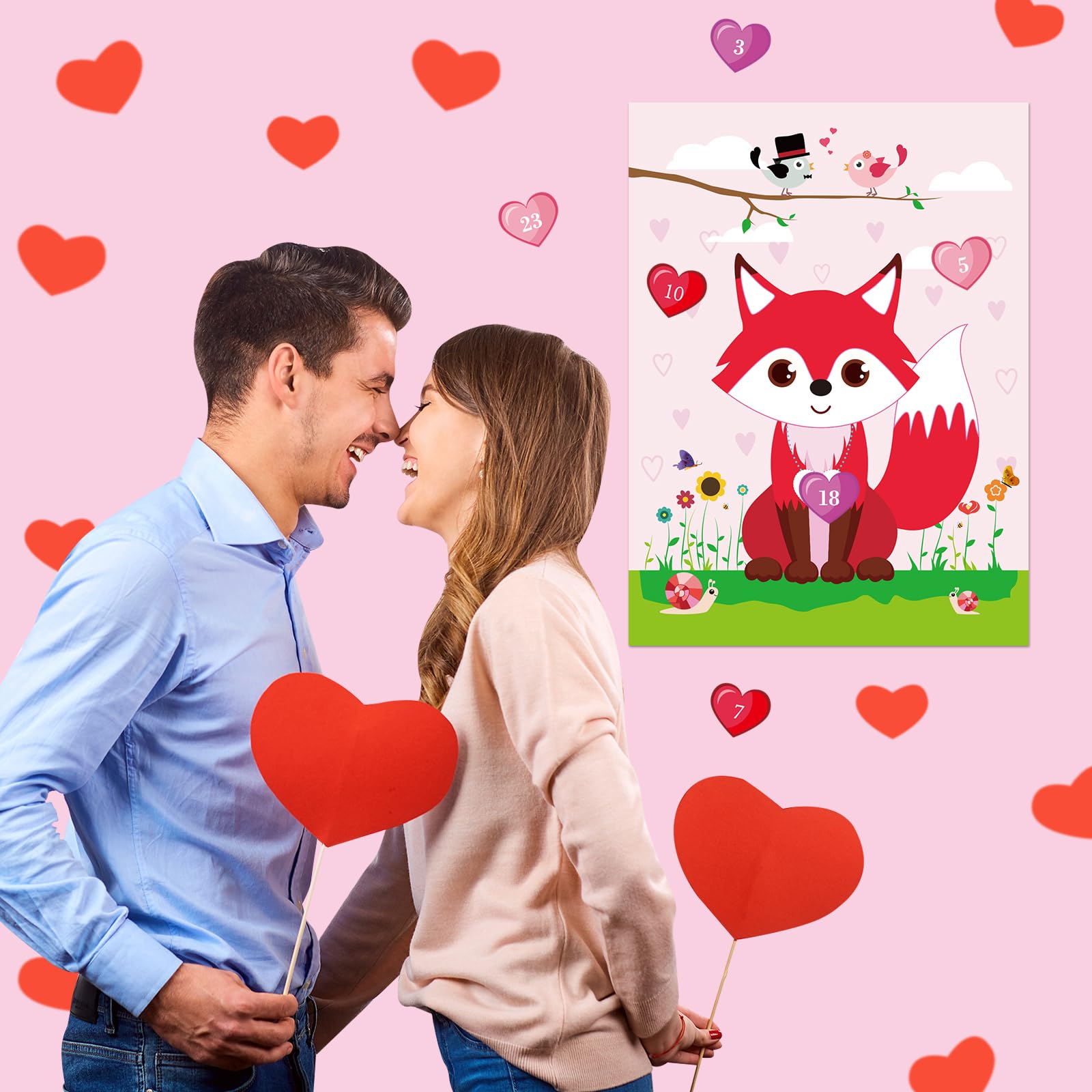 Snapklik.com : PLULON Valentines Game For Kids Pin Heart On Fox