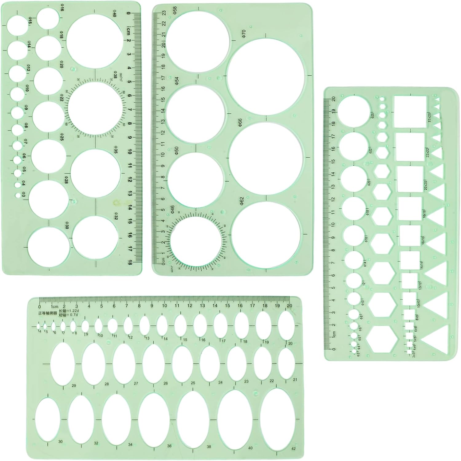 Amazon.com: 4PCS Circle and Oval Template, Plastic Measuring Templates ...