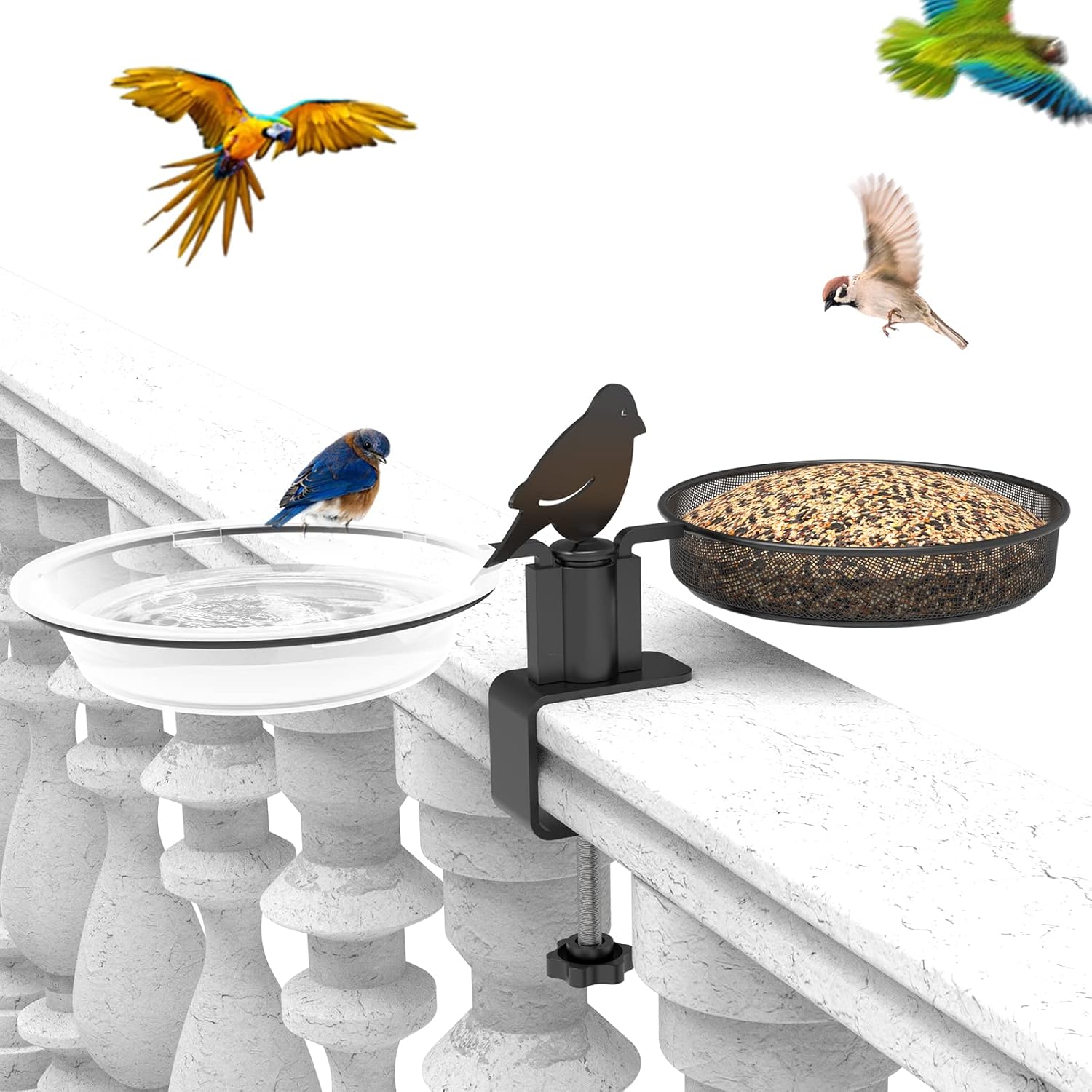 Amazon.com : XAIAGOVOD Deck Rail Bird Feeder, 2 in 1 Deck Mount Bird ...