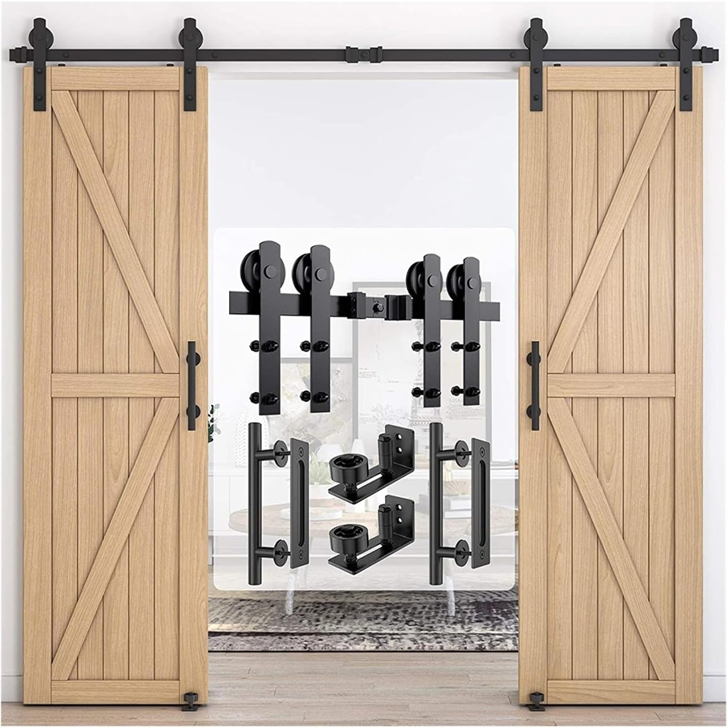Sliding Door Kit, Heavy Duty Sturdy Sliding Barn Door Hardware Kit ...