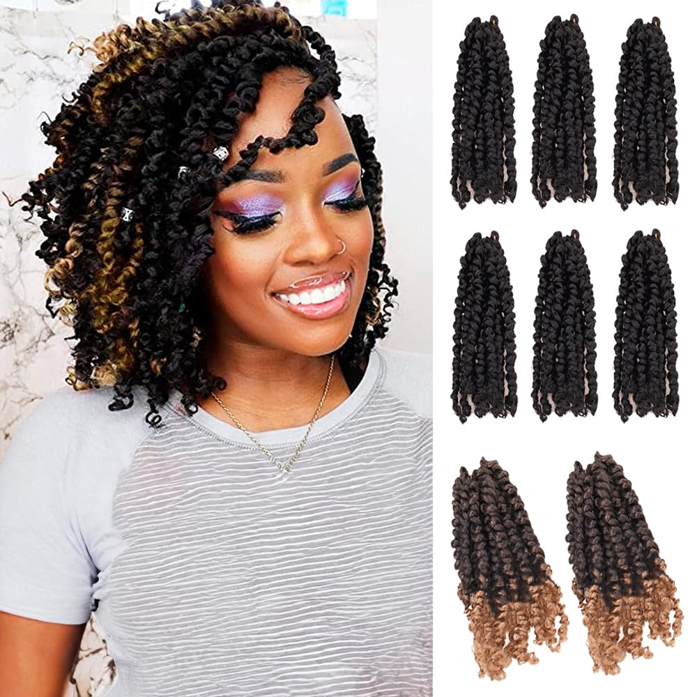 Amazon.com : 8 Inches 8 Packs Passion Twist Crochet Hair-Mixed Color ...