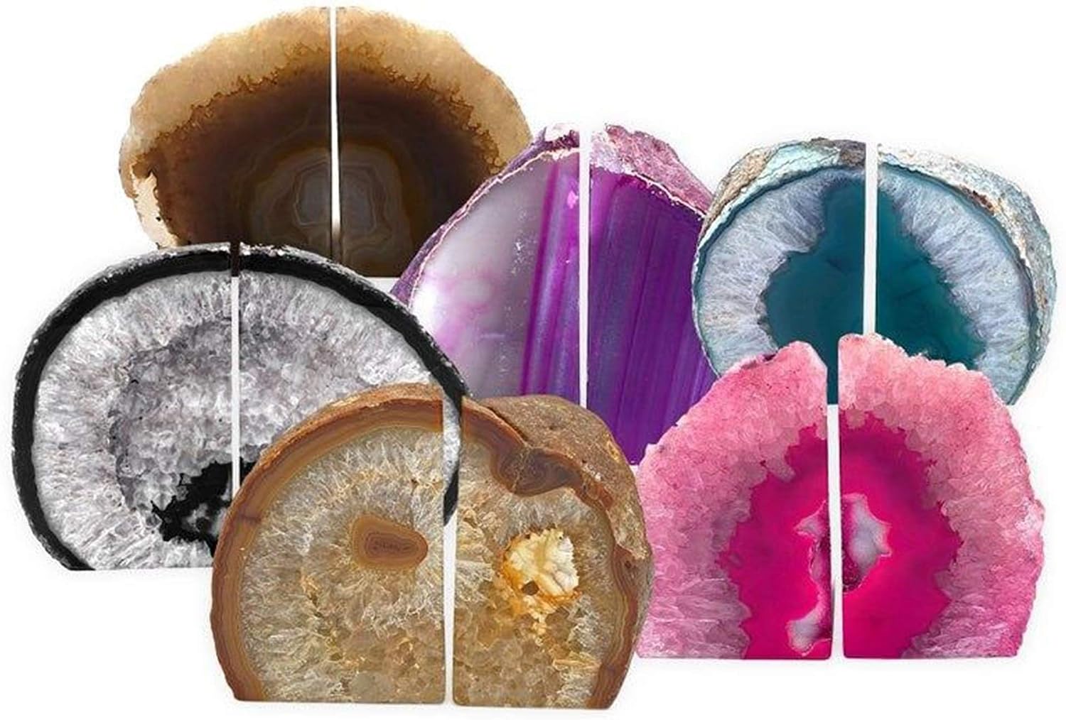 Amazon.com: Large Geode Bookend. Natural Agate Bookend Pair. (2-4lbs, 4 ...
