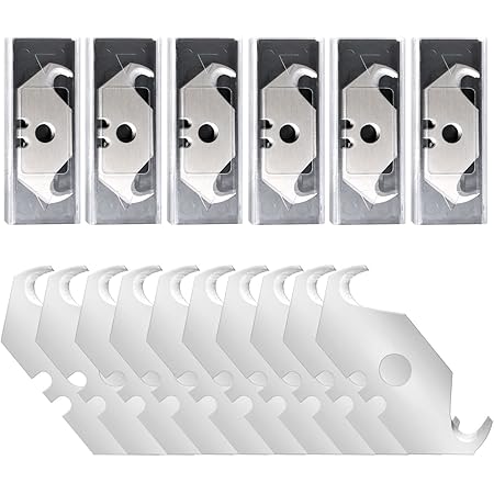 60 Pack Utility Knife Hook Blades, SK5 Steel Heavy Duty Box Cutter ...