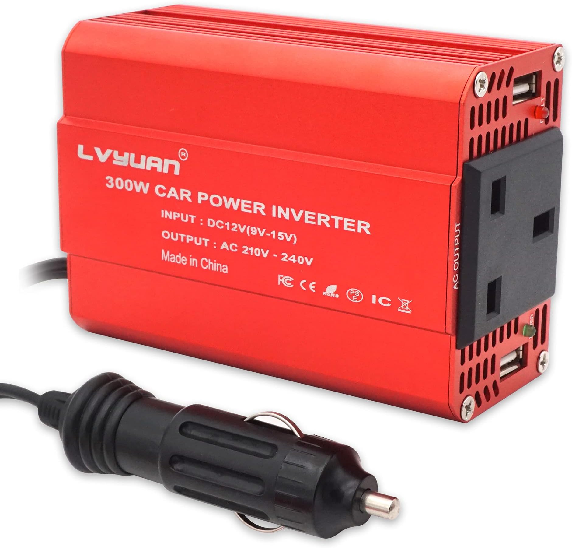LVYUAN 300W Car Power Inverter DC 12V to 230V 240V AC Converter with ...