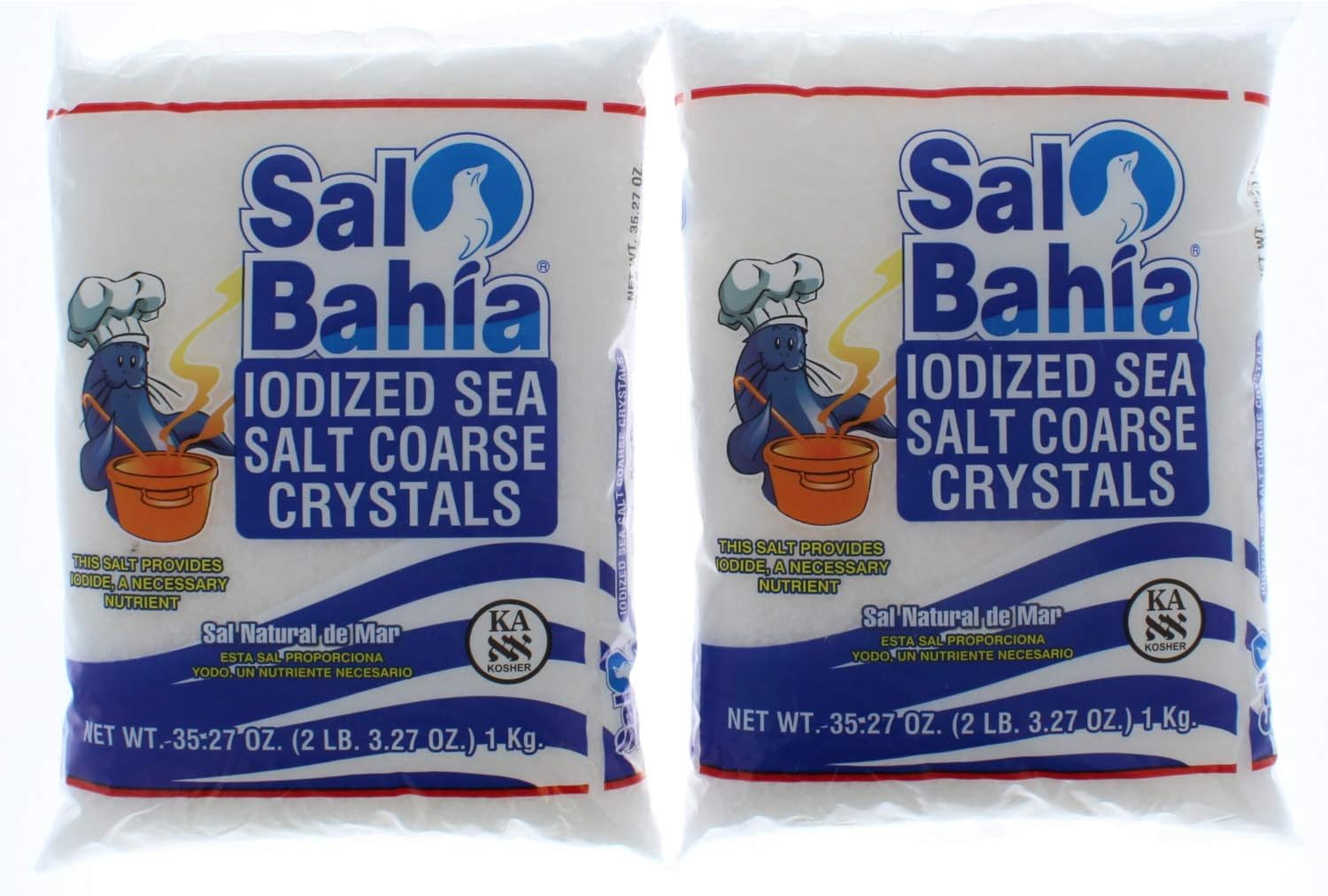 Amazon.com : 2 Pk. Sal Bahia Iodized Sea Salt Coarse Crystals 2.2 ...