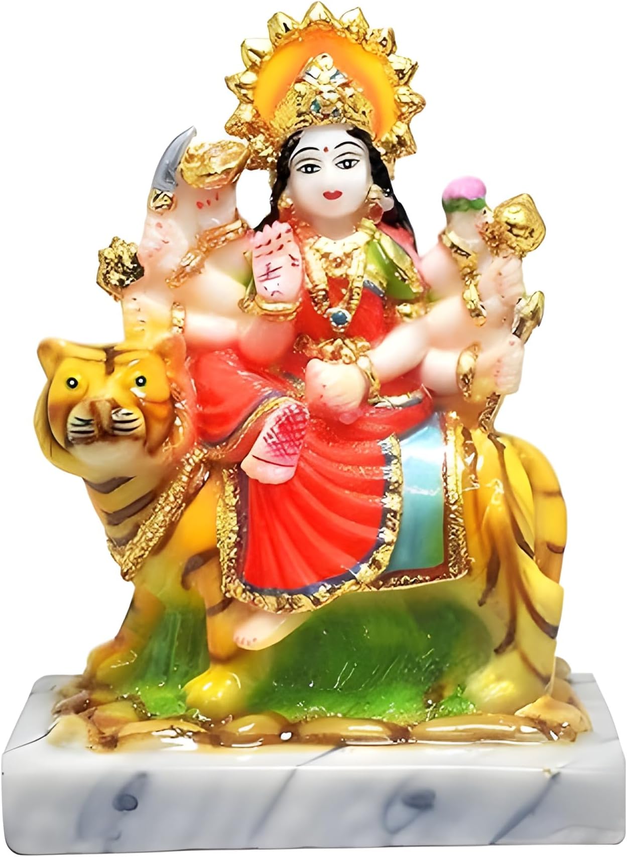 Buy Marble Finish Goddess Maa Durga Devi Idol Statue Sherawali MATA ...