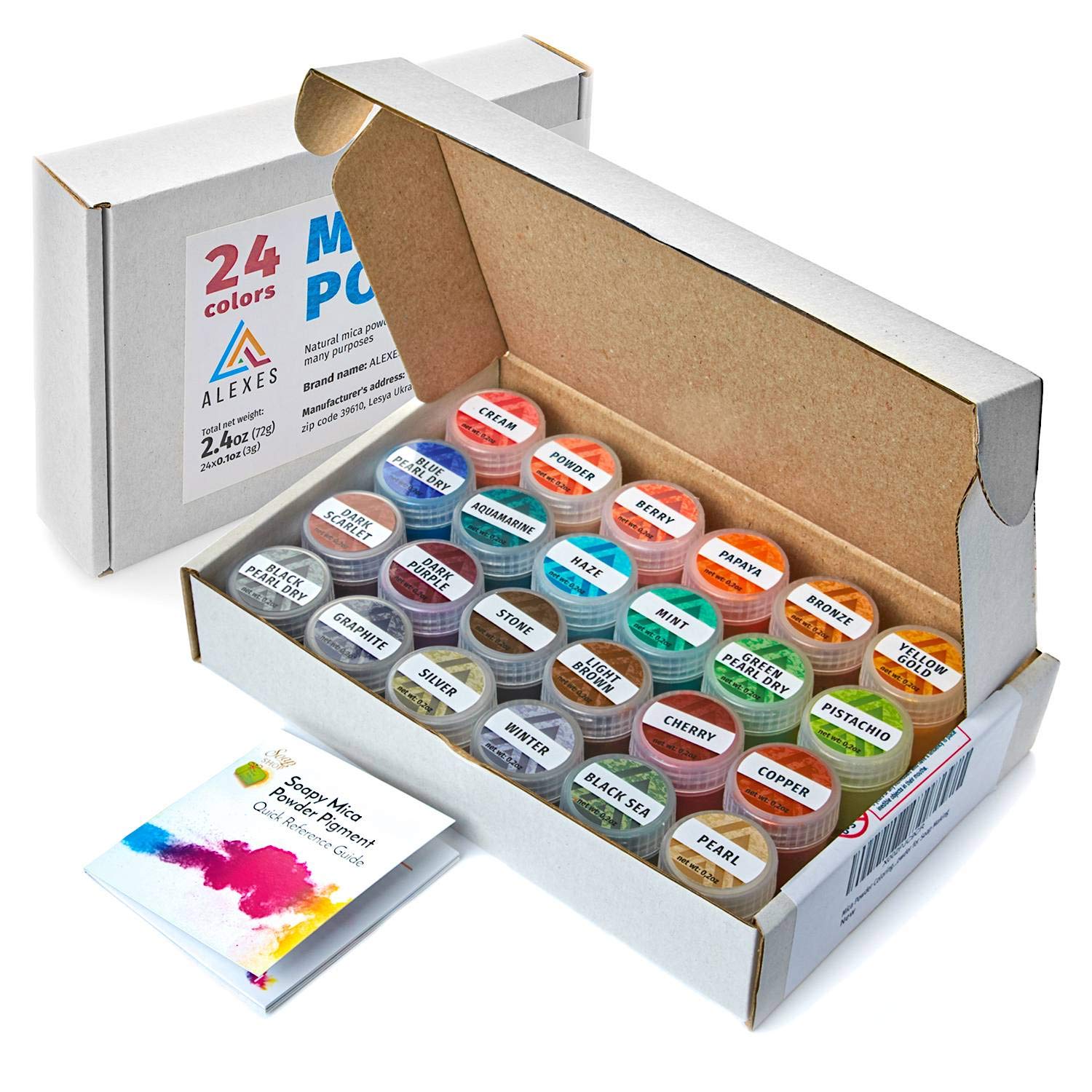 ALEXES Mica Pigments 24 Color Pack - Epoxy Resin Coloring Powder ...