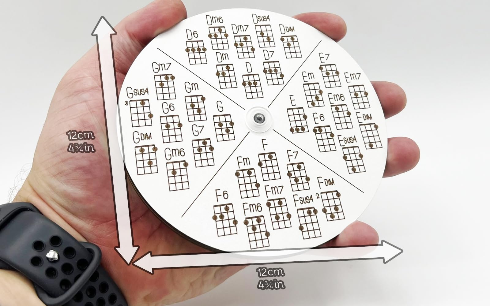 Circle Of Fifths Wheel 56 Chord Ukulele Wheel – Preiu Wooden Uke Chord ...
