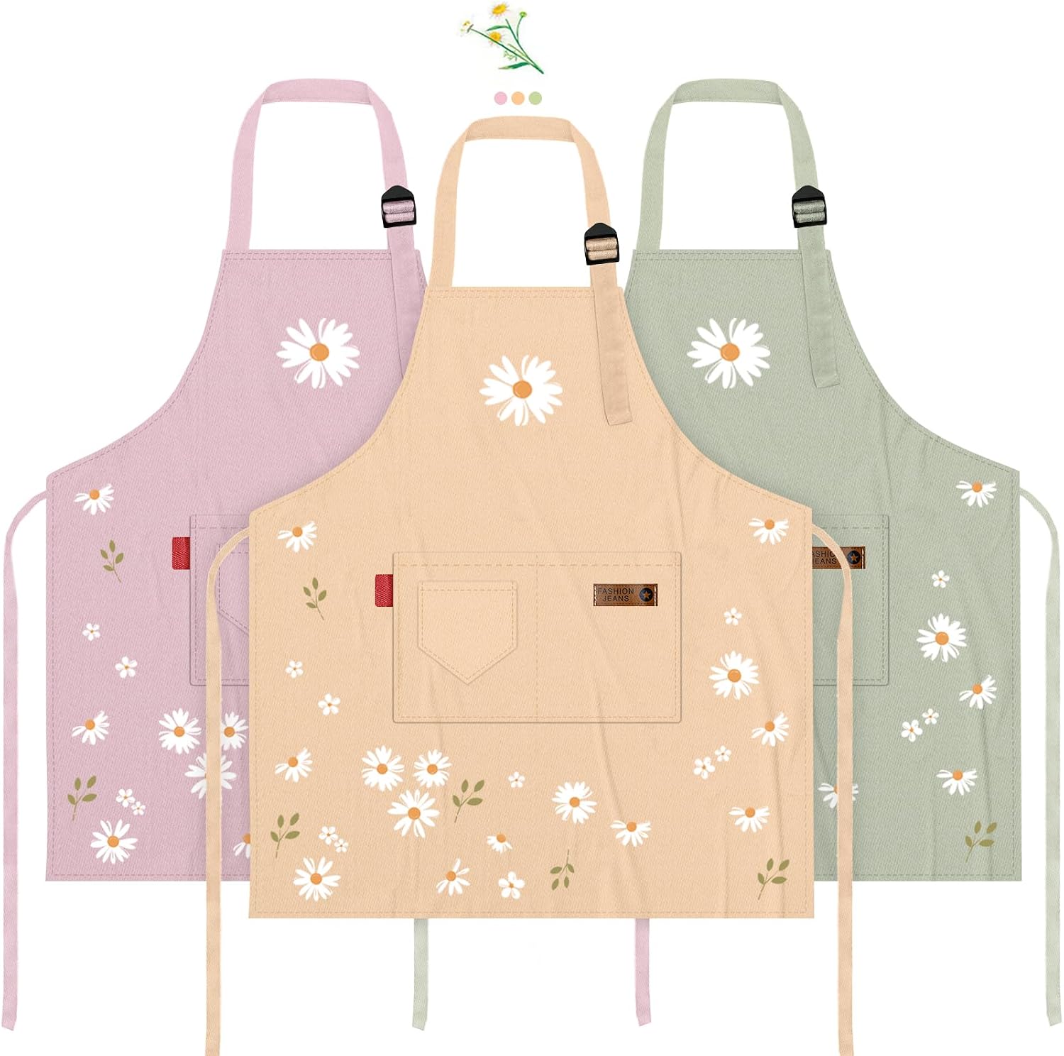 Amazon.com: KAQ Aprons for Women with Pockets, 3 Pack Womens Aprons ...