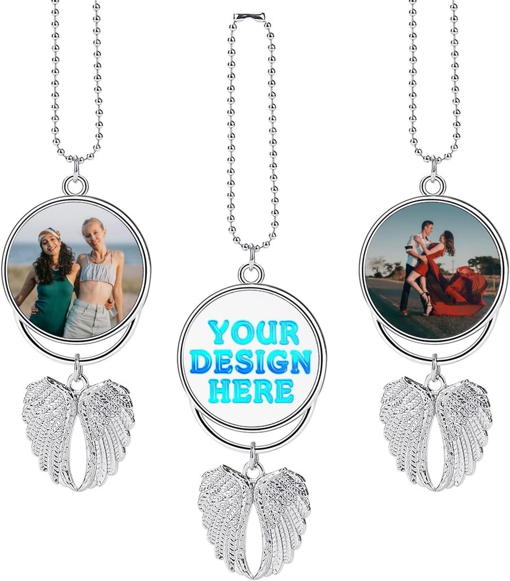 Amazon.com: Custom Photo Car Hanging Ornament Personalized Angel Wings ...