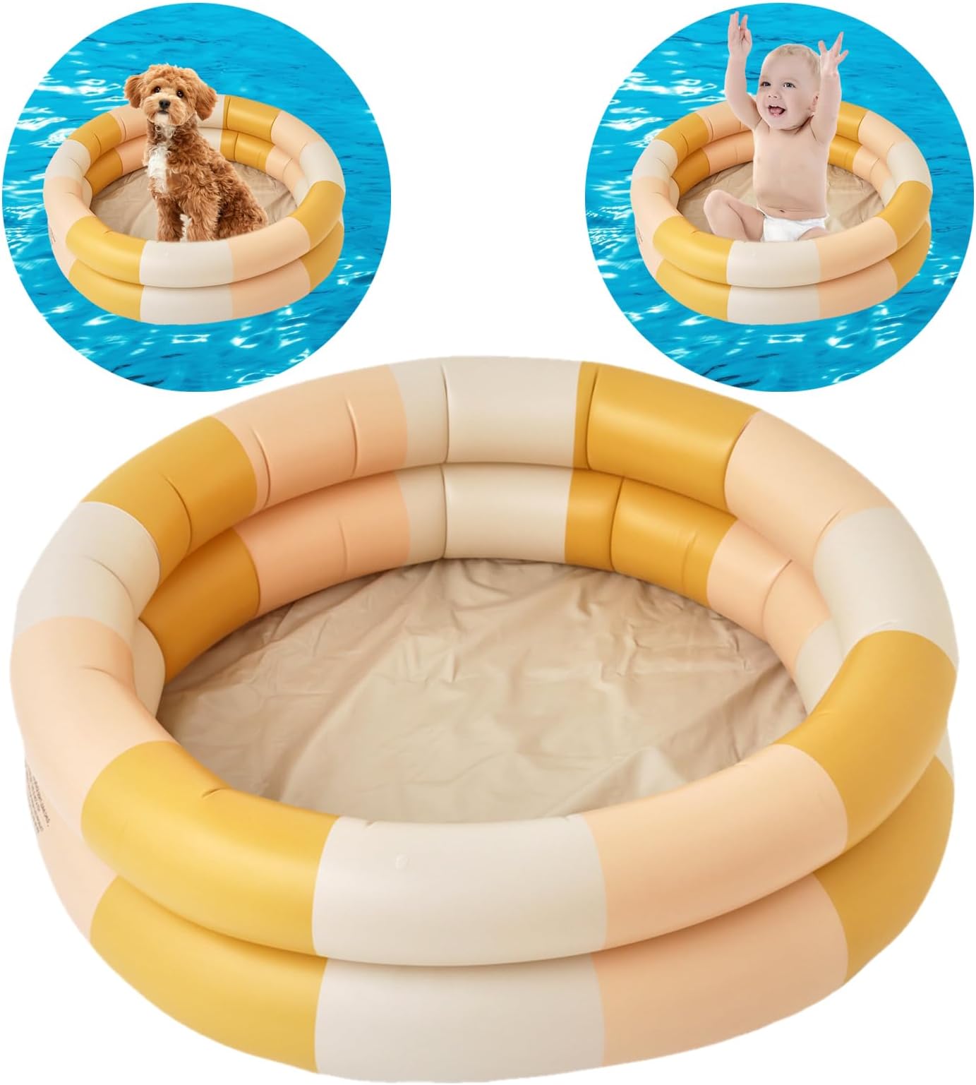 Vintage Stripes Kids Paddling Pool - Inflatable Baby Swimming Pool, 2 ...