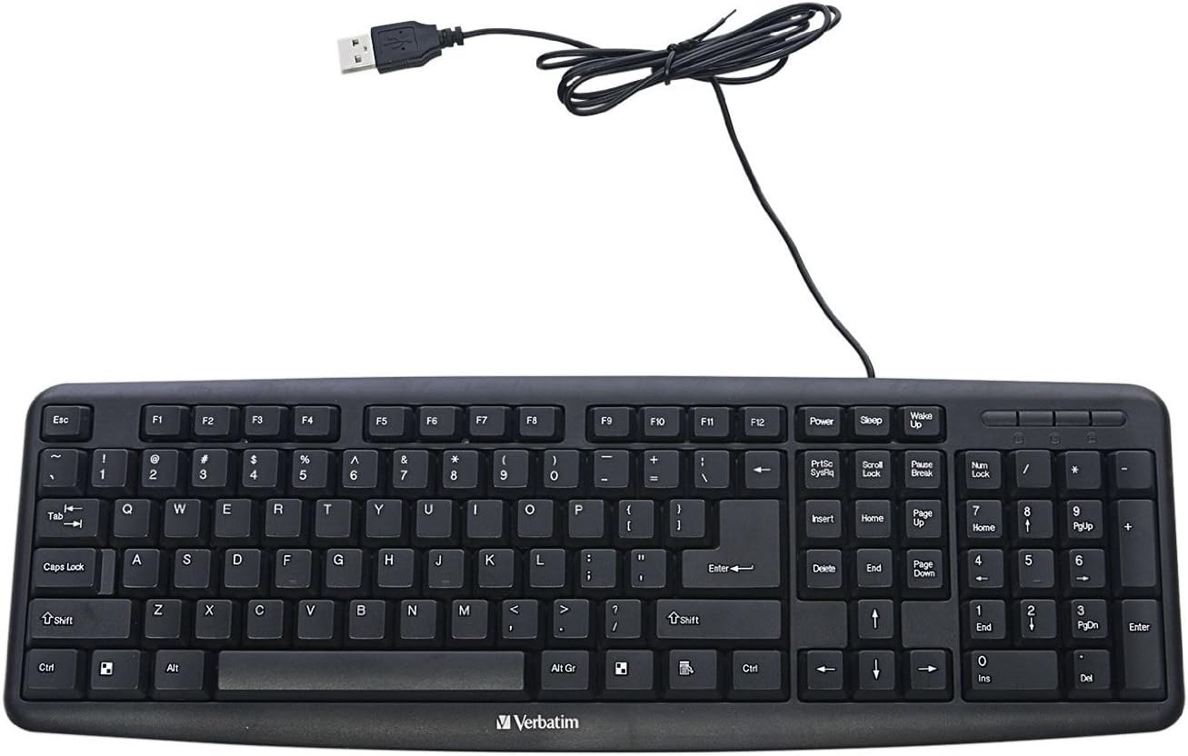 Amazon.com: Verbatim 99201 SLIMLINE CORDED USB KEYBOARD BLACK ...