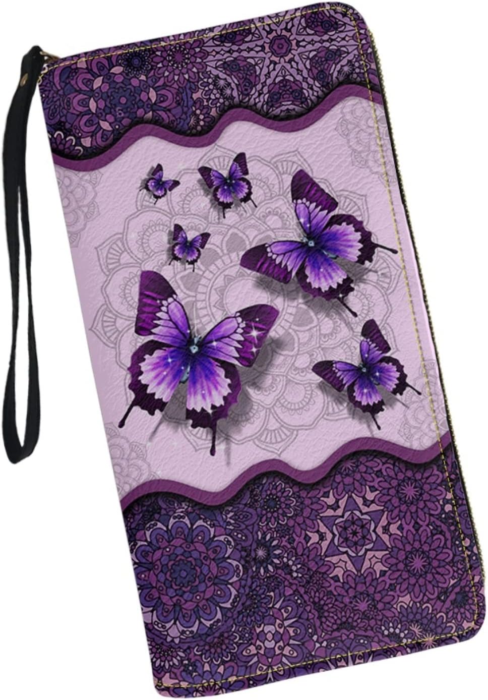 Amazon.com: Bulopur Boho Butterfly Pattern Zipper Around Women Wallet ...