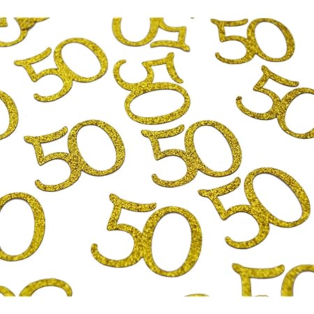 Amazon.com: Gold Glitter 50 - No-Mess Real Gold Glitter Cut-Out Numbers ...