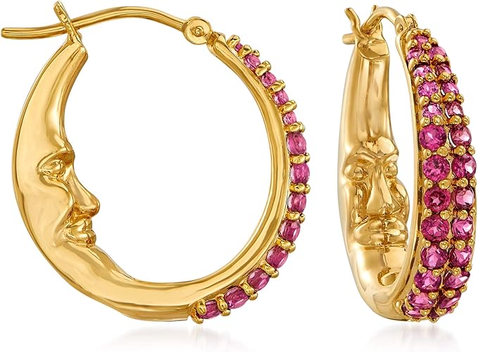Amazon.com: Ross-Simons 1.80 ct. t.w. Rhodolite Garnet Moon Hoop ...