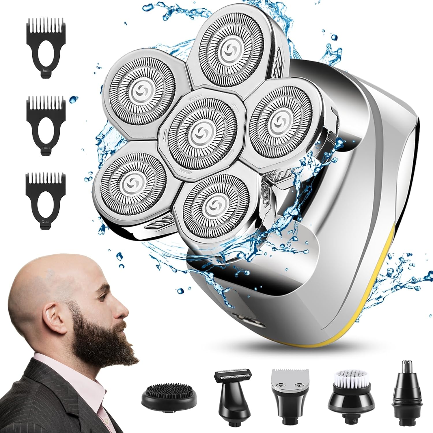 Rasoio Elettrico Testa Calva: - Barba e Capelli Professionale Uomo con ...