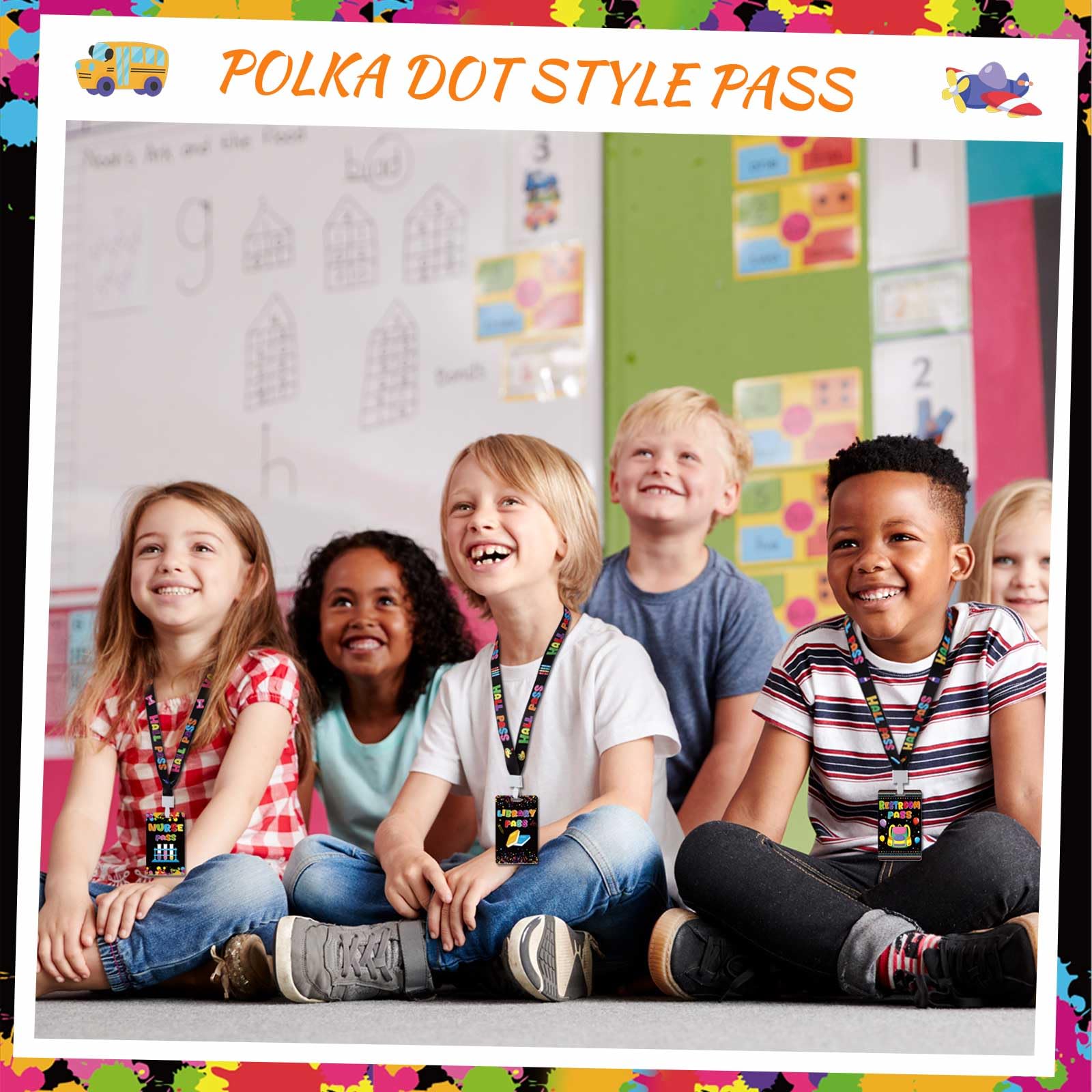 Snapklik.com : 8 Set PVC Hall Pass Lanyards Polka Dot Unbreakable Hall ...