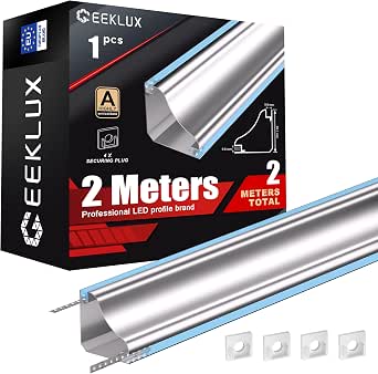 2m×1 Profilé Aluminium LED Rail avec Diffuseur Goulotte Profile Alu ...