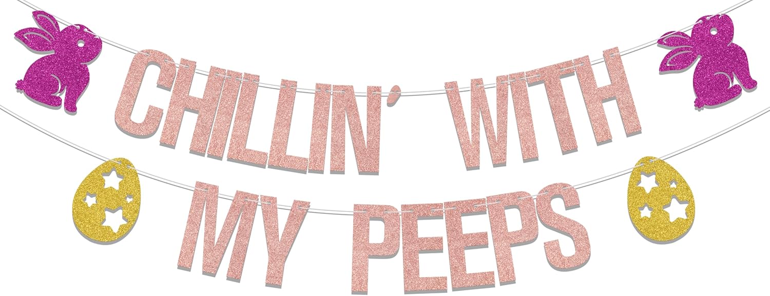 Amazon.com: Chillin' with my Peeps Banner,Happy Easter Banner,Easter ...