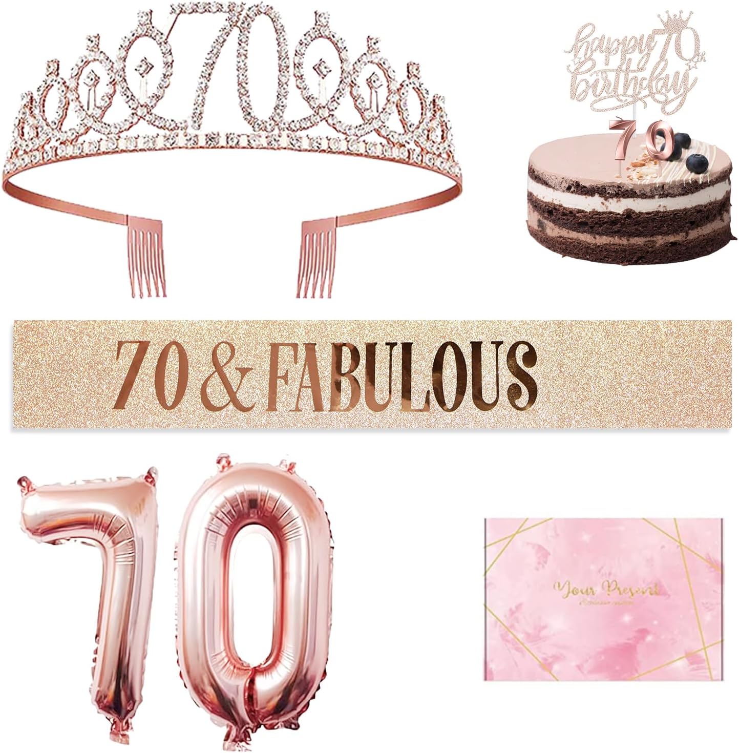 Amazon.com: 70th Birthday Decorations Women, 70th Birthday Gifts for Women, 70th Birthday Tiara ...