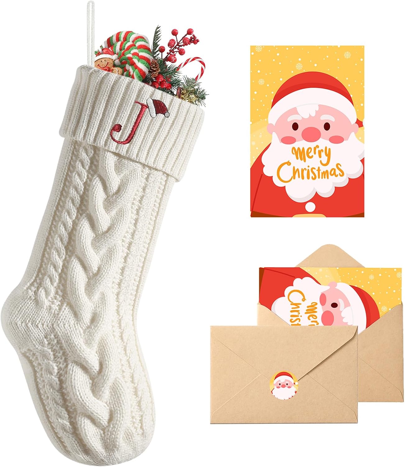 Amazon.com: Christmas Stockings with Initials, 18" Large Embroidered ...