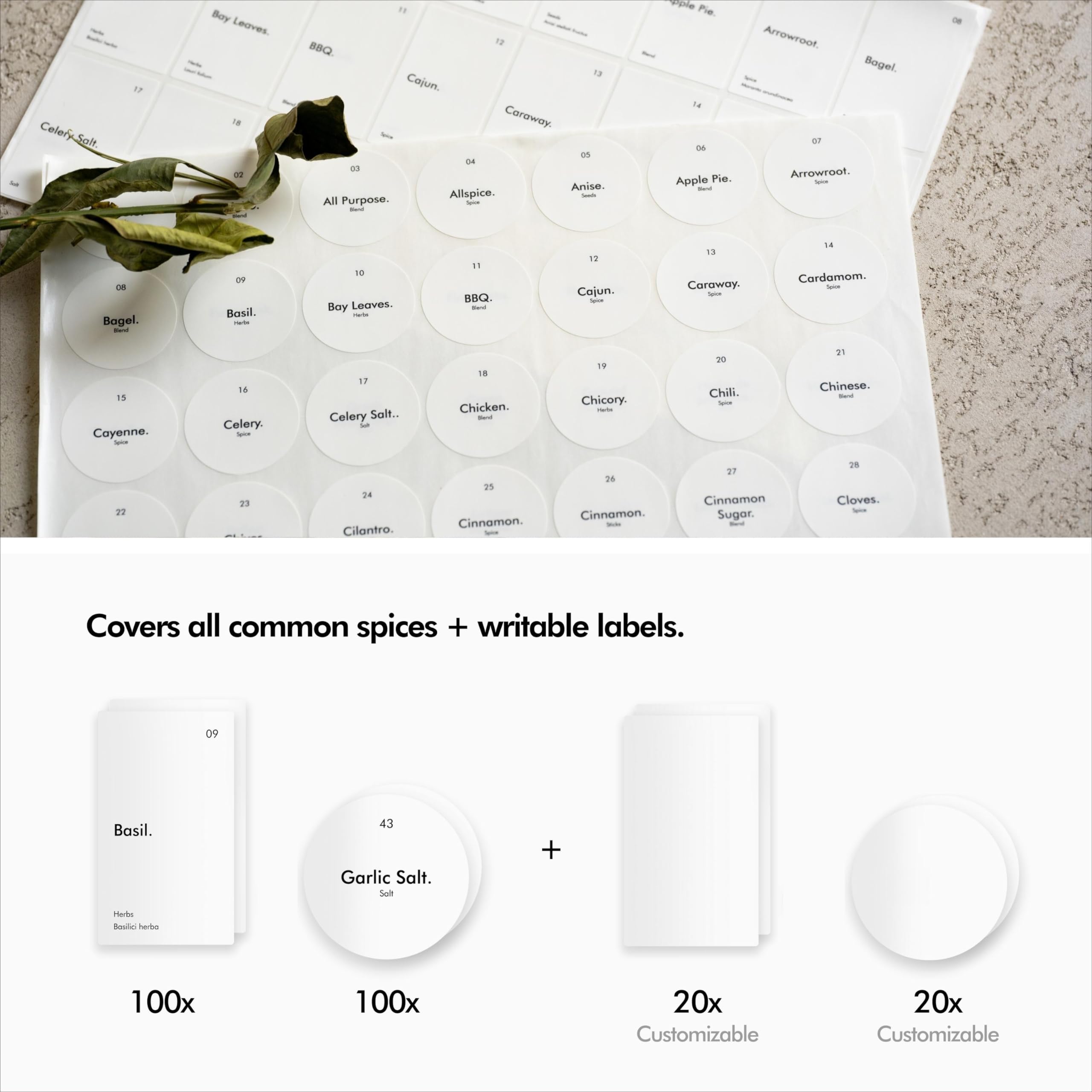 Snapklik.com : KIVY 240 Waterproof Spice Labels Stickers