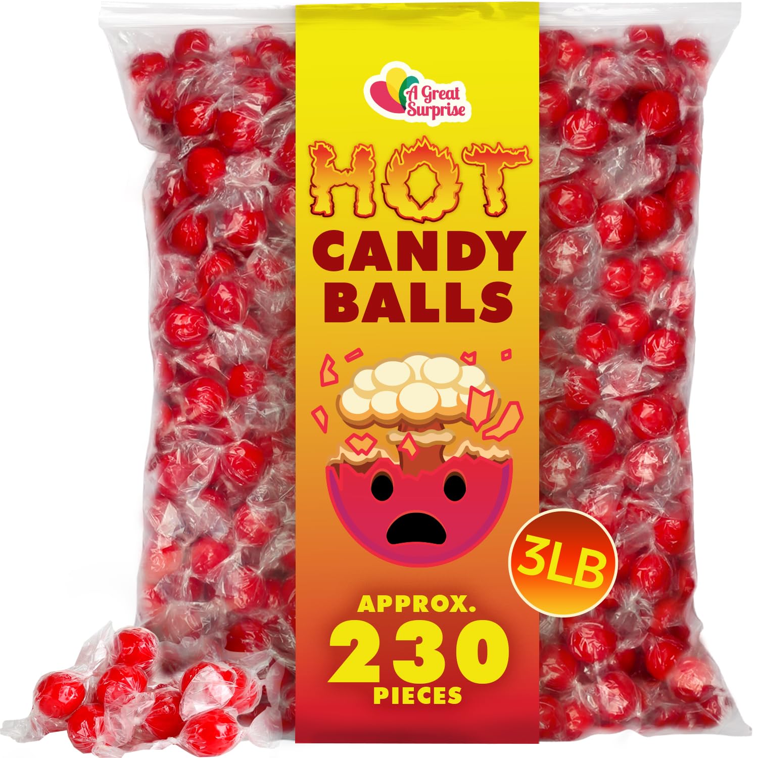 Amazon.com : Hot Cinnamon Candy Balls - 3 Lbs - Fire Hot Candies - Red ...