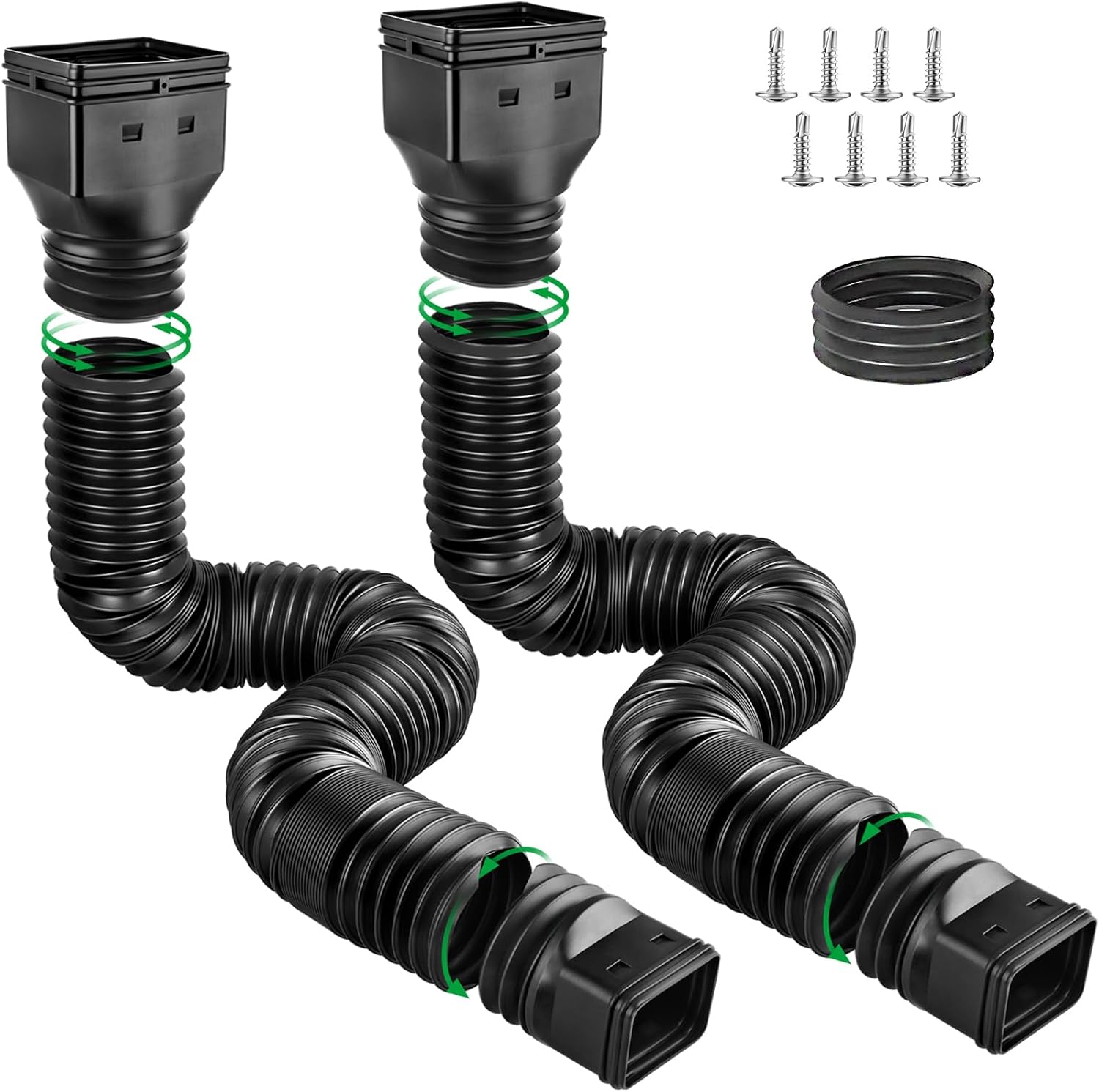 Gutter Downspout Extensions with Connector, 2 Pack Flexible Rain Gutter ...