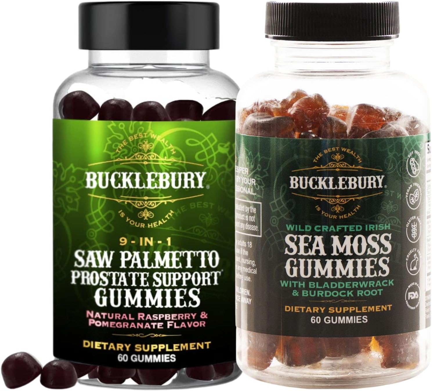 Amazon.com: BUCKLEBURY Saw Palmetto Prostate Gummies and Irish Sea Moss ...