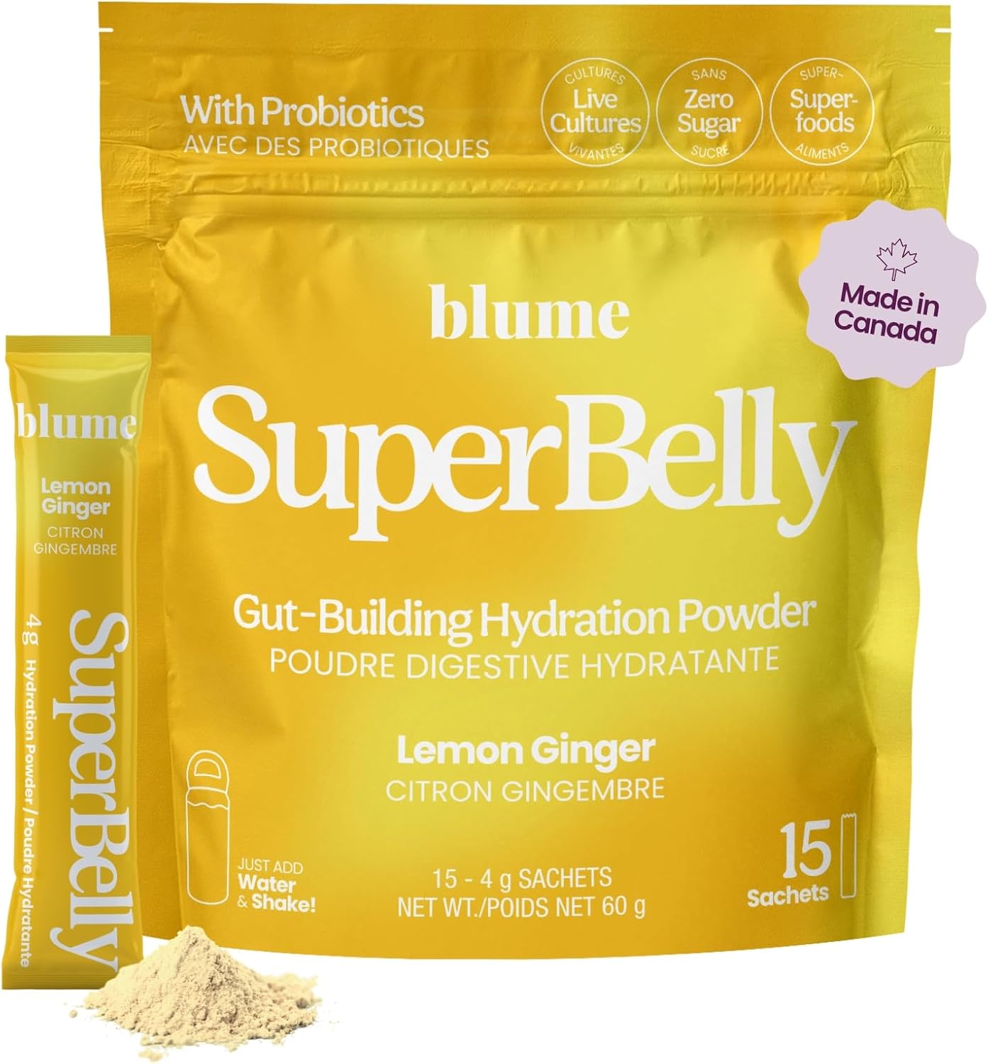 Blume SuperBelly Gut Health Hydration Packets, Made in Canada, Sugar ...