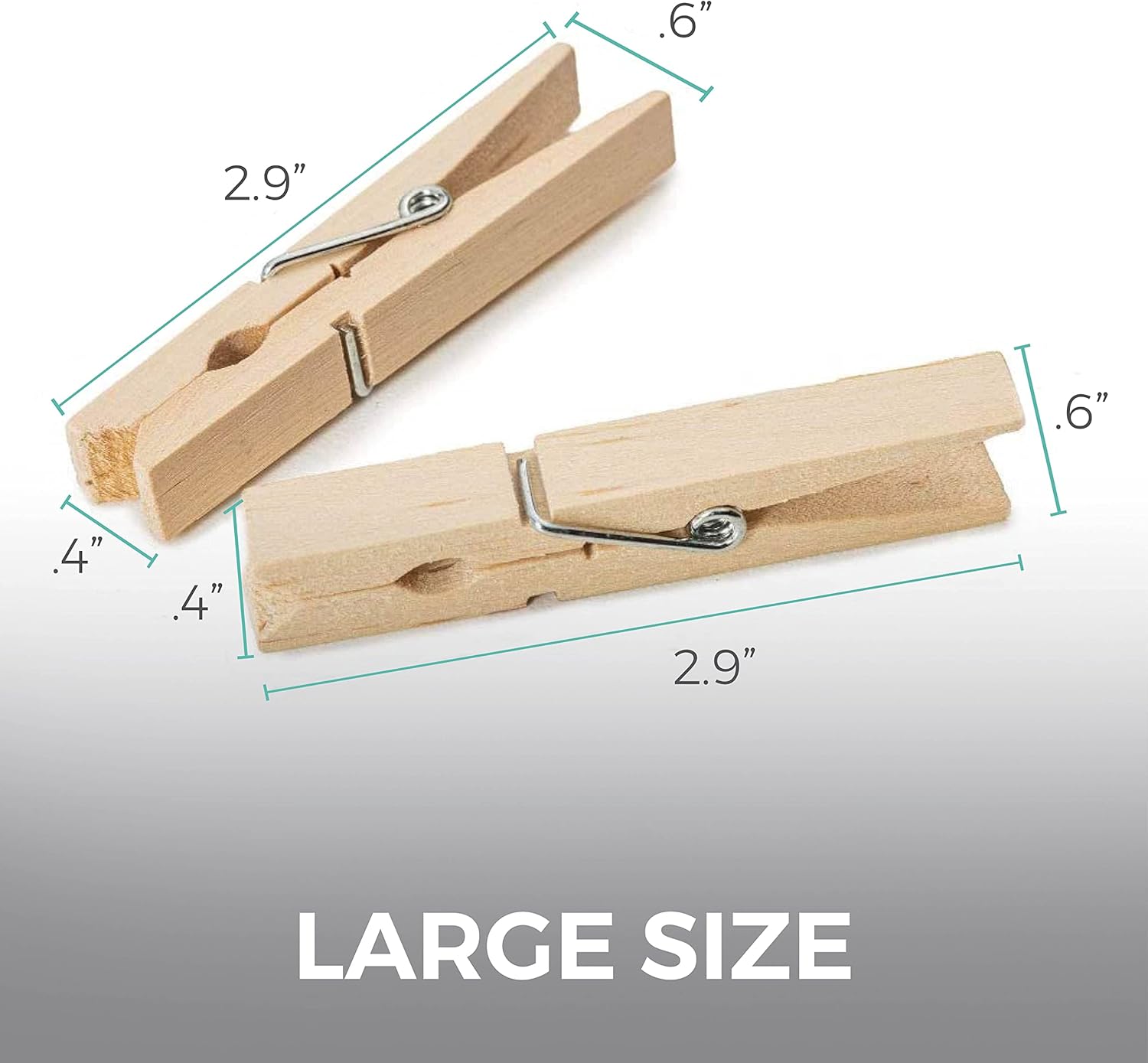 Home Genie Pinzas grandes de madera de 2.9 pulgadas, paquete de 50 ...