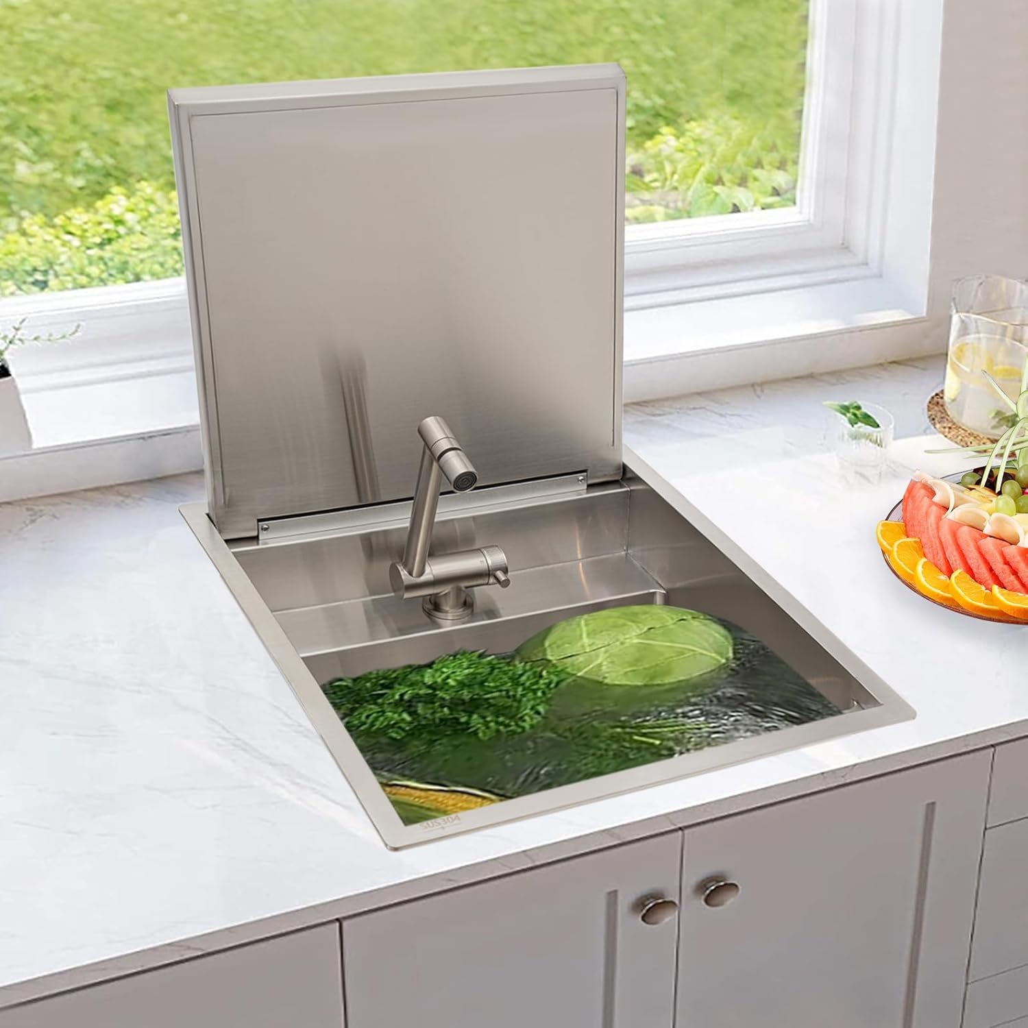 DNYSYSJ 304 Stainless Steel Single Bowl Workstation Sink with Silent ...
