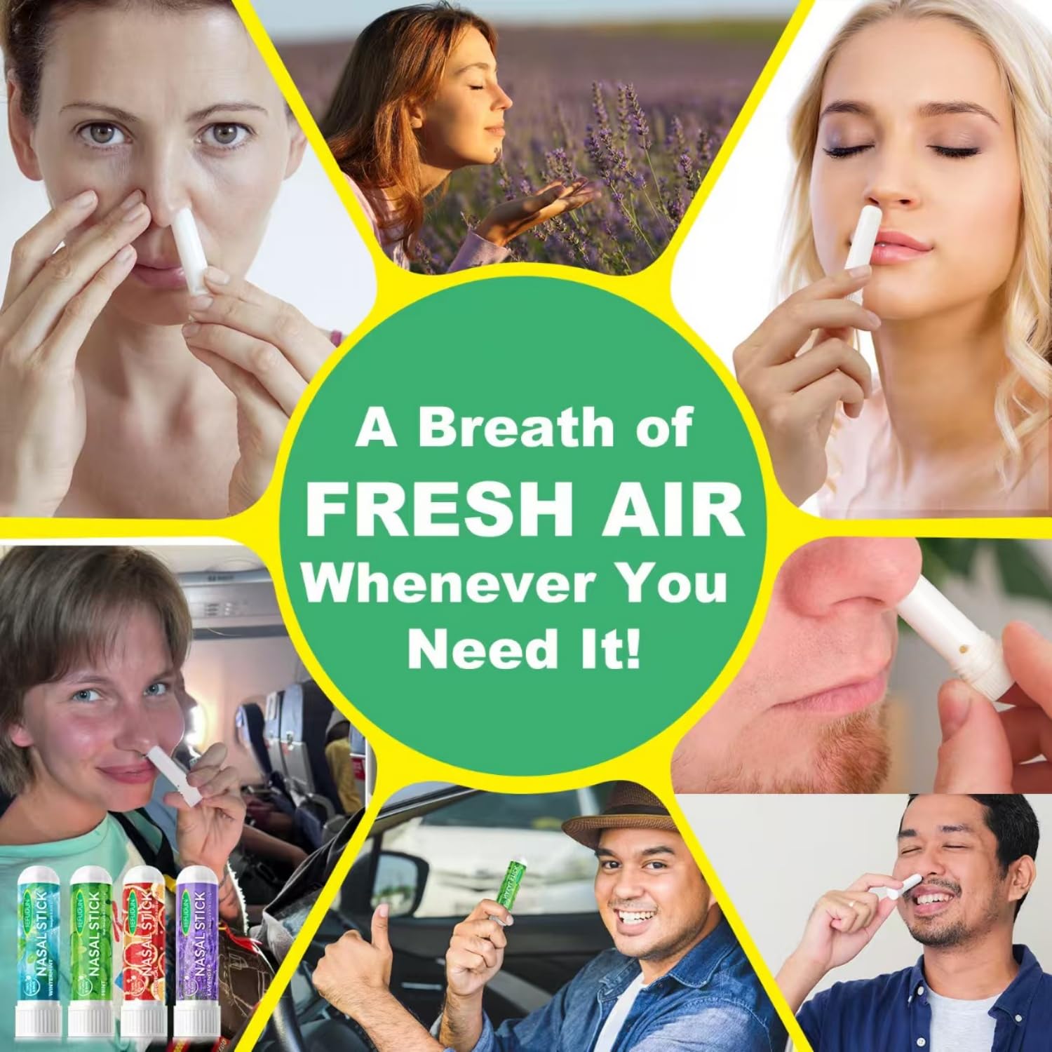 Snapklik.com : 4 Pack Nasal Stick, Portable Nose Inhaler Stick, Nasal ...