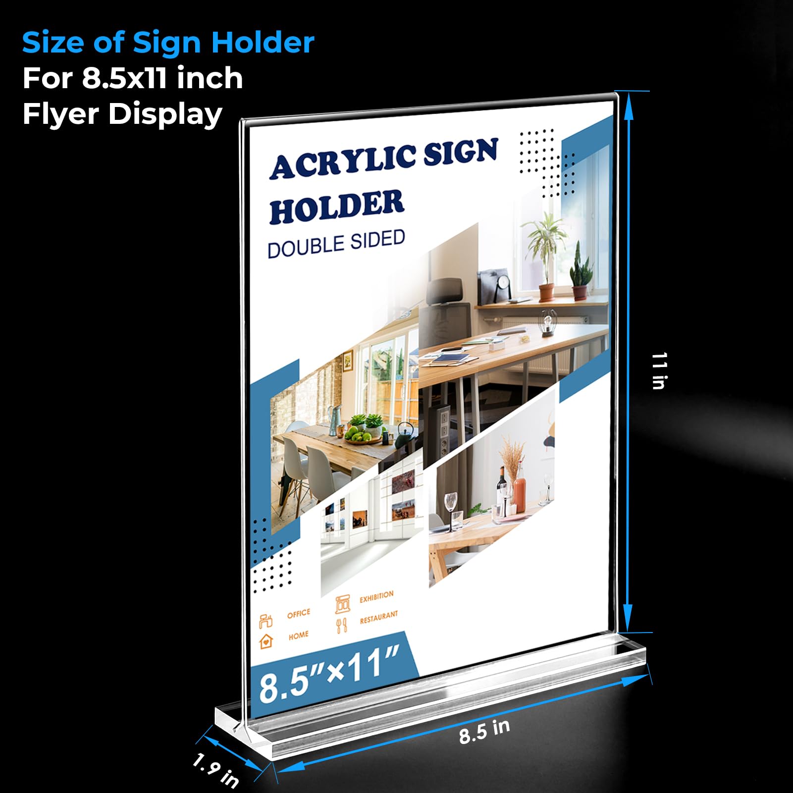 Snapklik.com : 85x11 Acrylic Sign Holder 18 Pack, Vertical Double-Sided ...