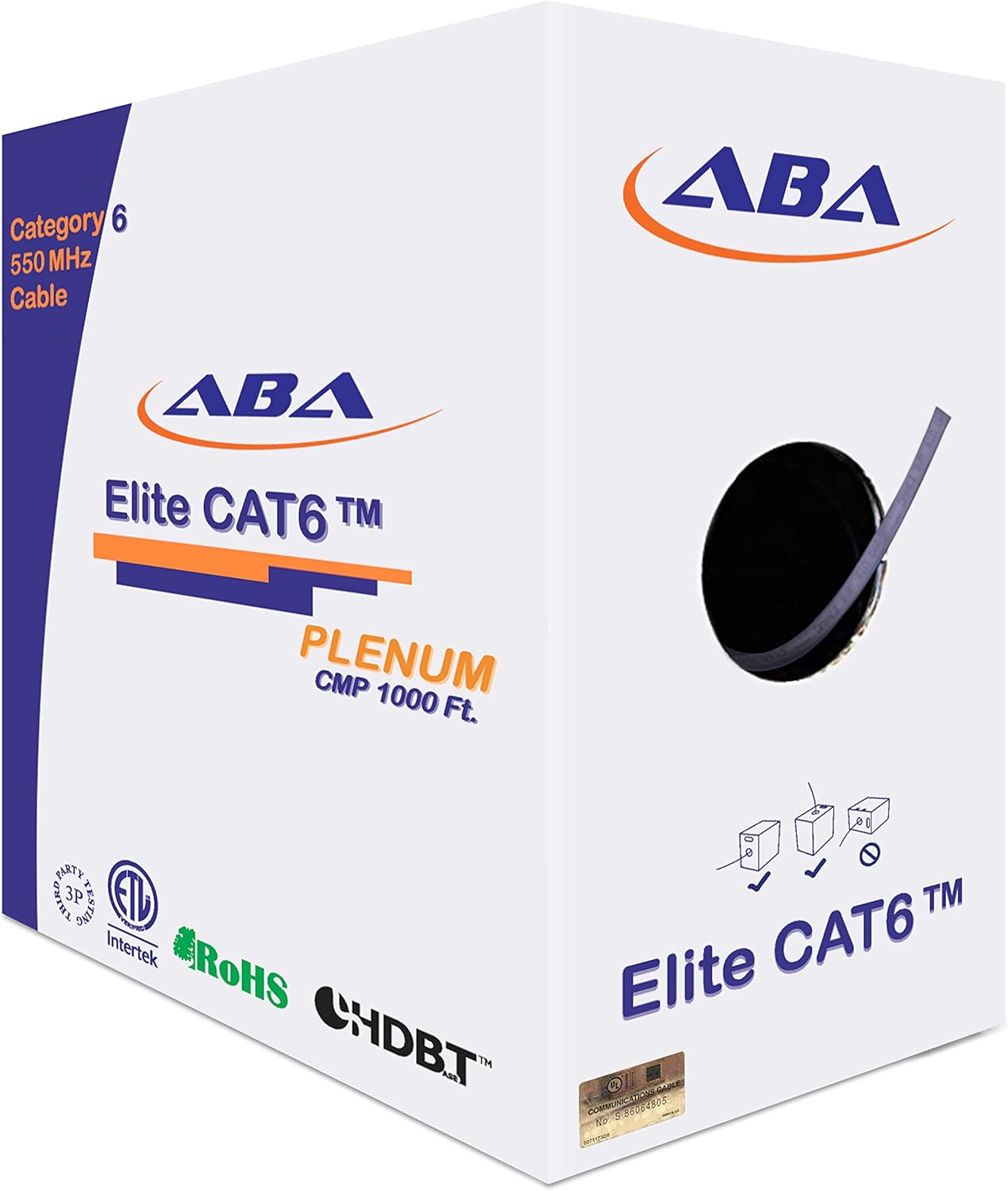Amazon.com: Elite Cat6 Plenum (CMP), Ethernet Cable 1000ft, Unshielded ...