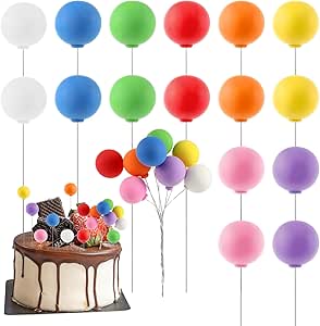 Amazon.com: 16Pcs Balloon Cake Topper Colorful Balloon Cake Picks Round ...