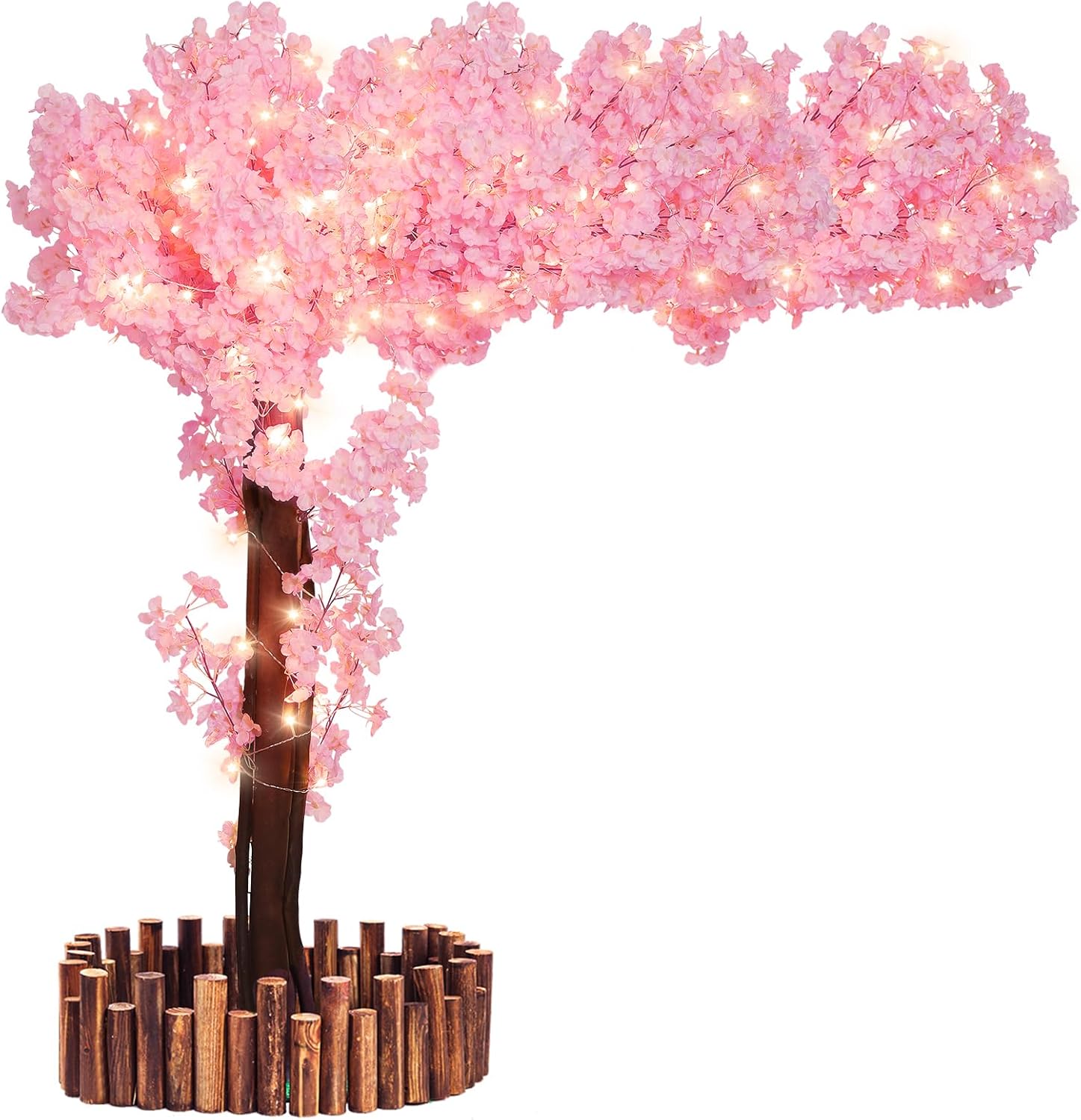 TTDMK Artificial Cherry Blossom Tree with LED Light, Handmade Pink ...