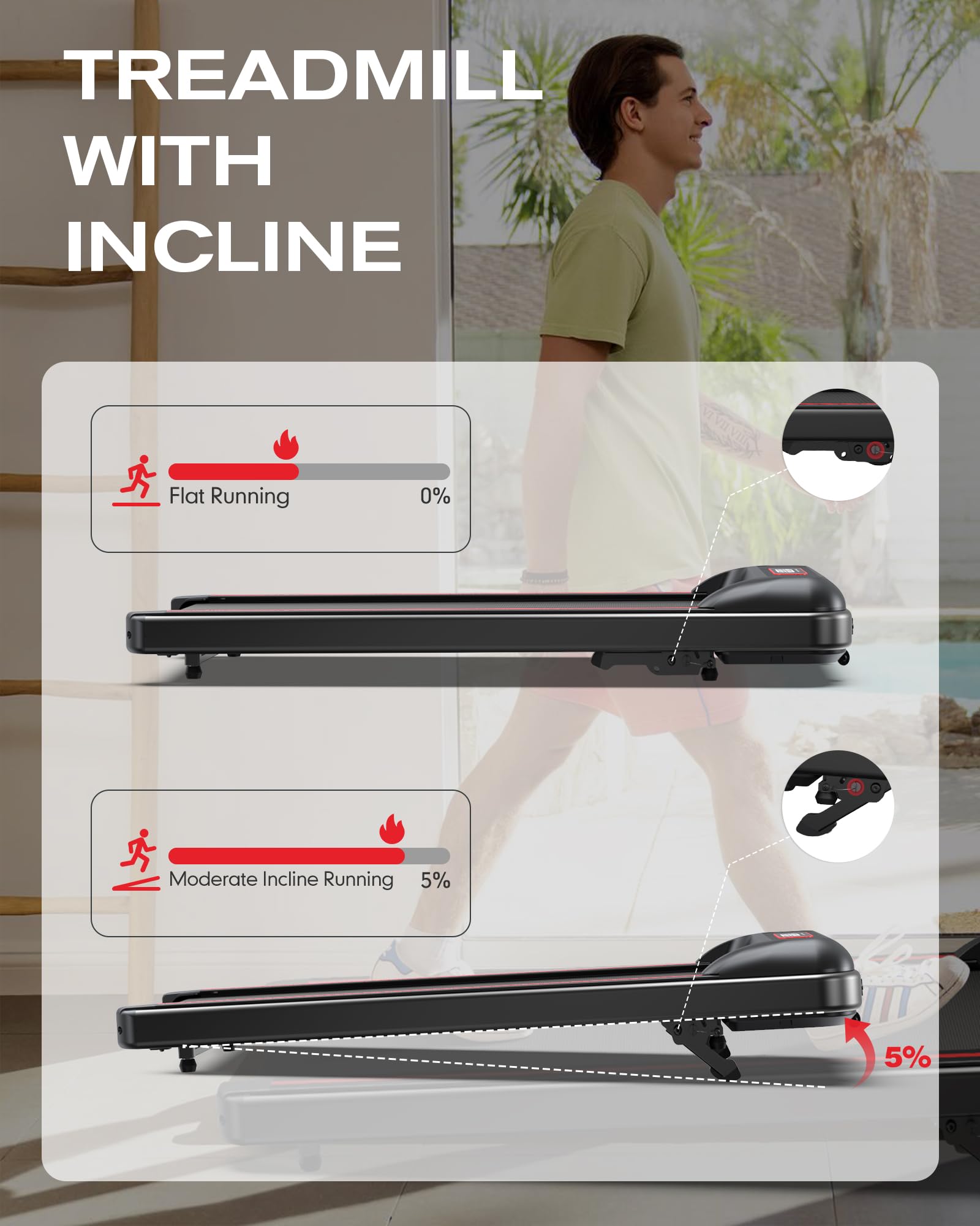 Snapklik.com : Adjustable Incline Treadmills For Home, Foldable Walking ...