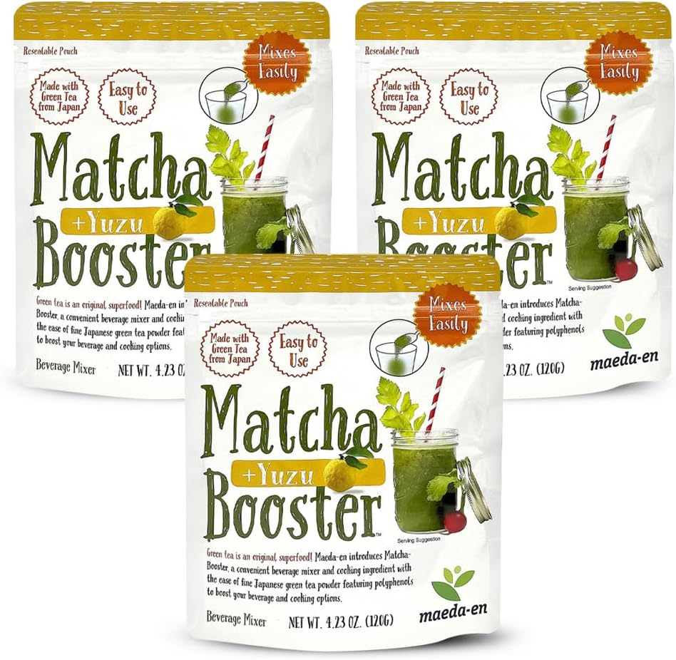 Amazon.com: MAEDA-EN Matcha Booster Yuzu Green Tea Powder 240g 3 Pack ...